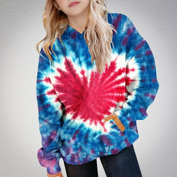 Delliss Girls' Fall Winter Tie Dye Blouse Loose Crew Neck Top ...