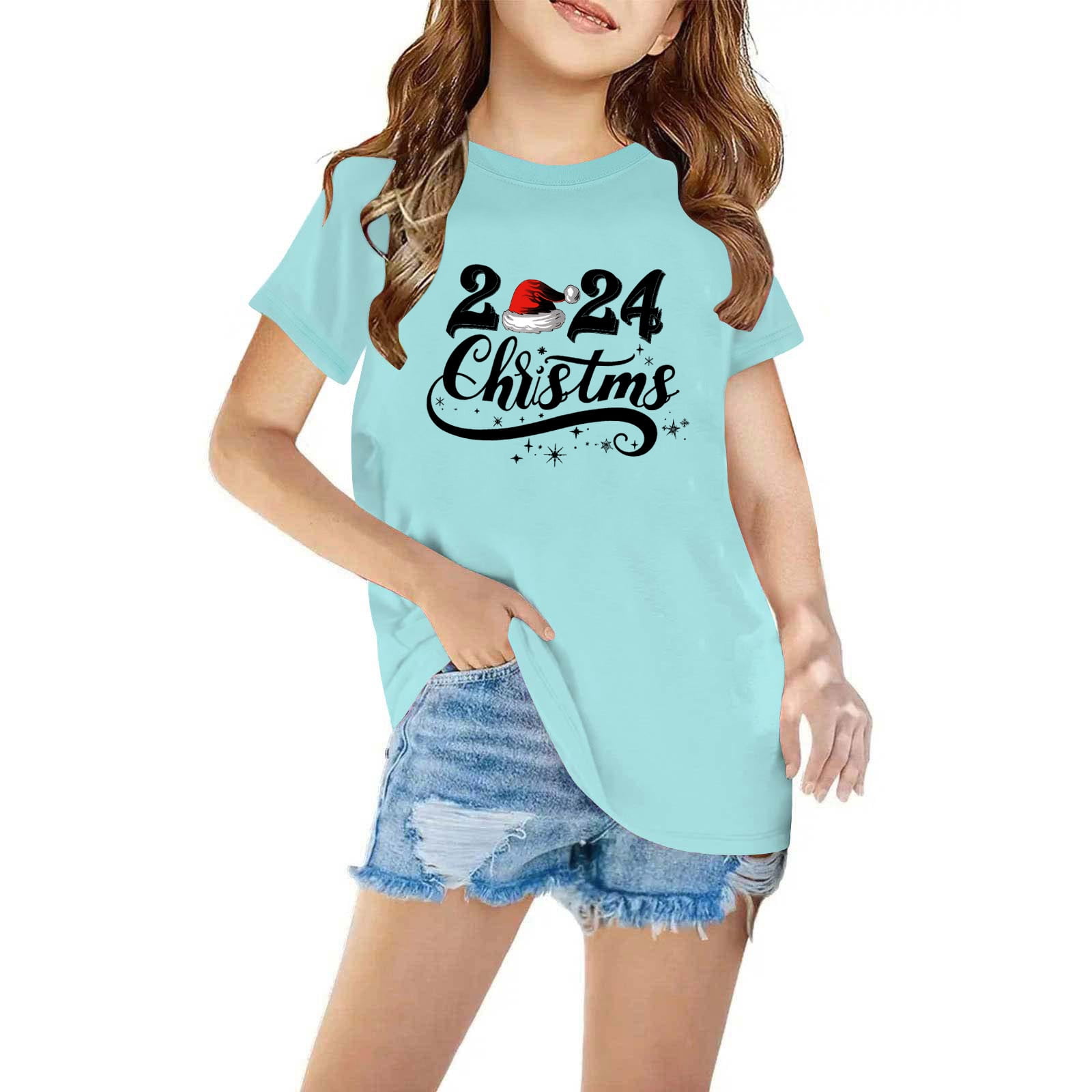 Delliss Girls' Fashion Print Tee Short Sleeve Loose Simple Bagggy ...