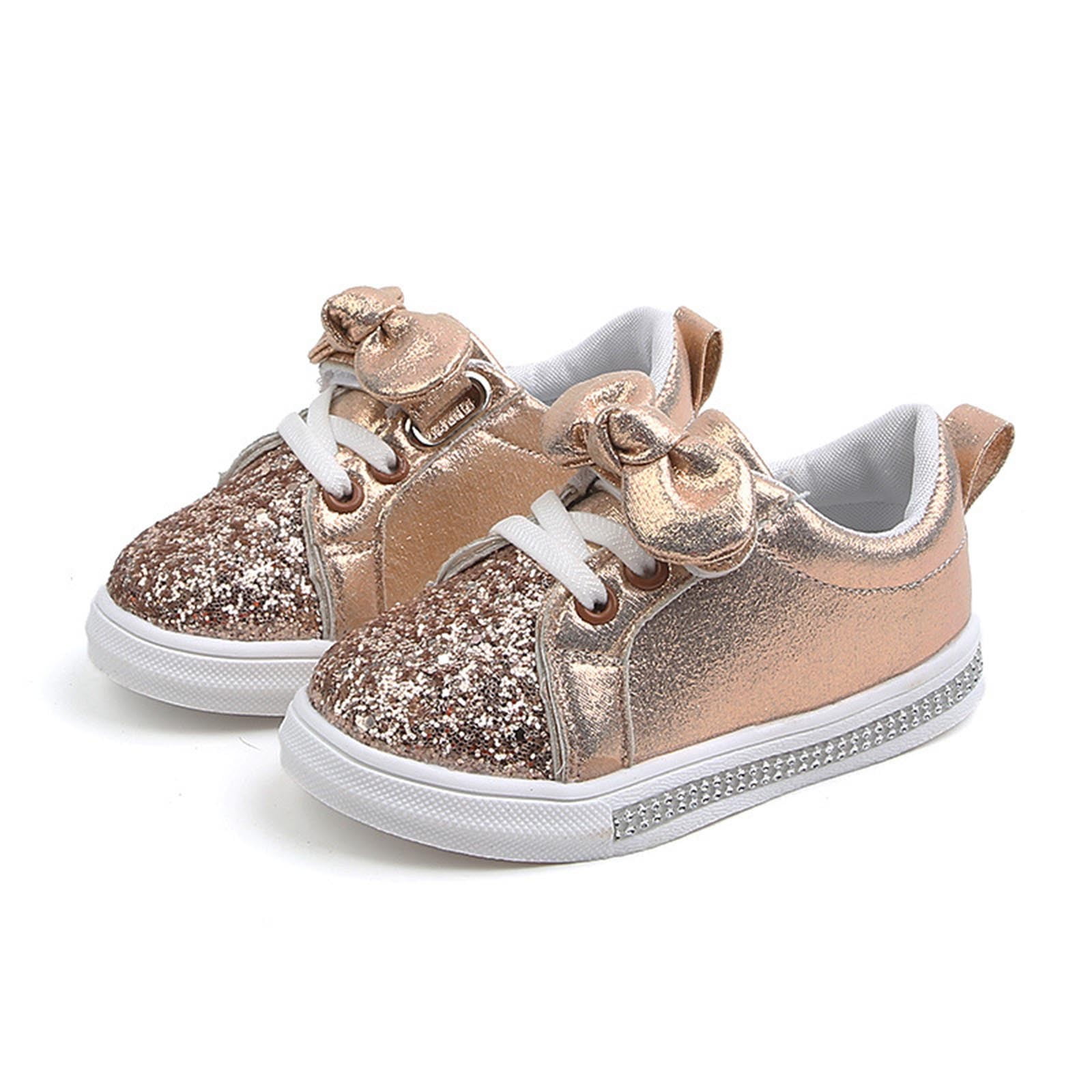 Delliss Girls Glitter Sneakers Sparkle Slip On Walking Shoes for Kids ...