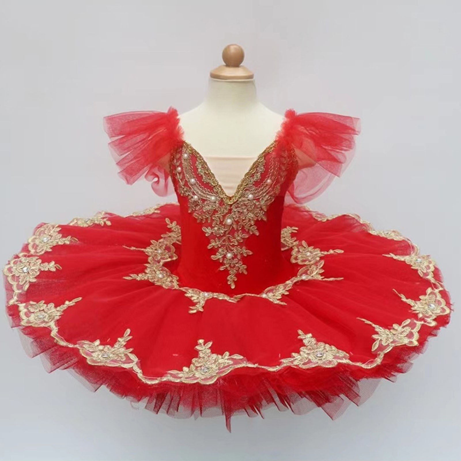 Delliss Girls Glitter Star Tutu Dress Ruffle Sleeve Sequin Skirted ...