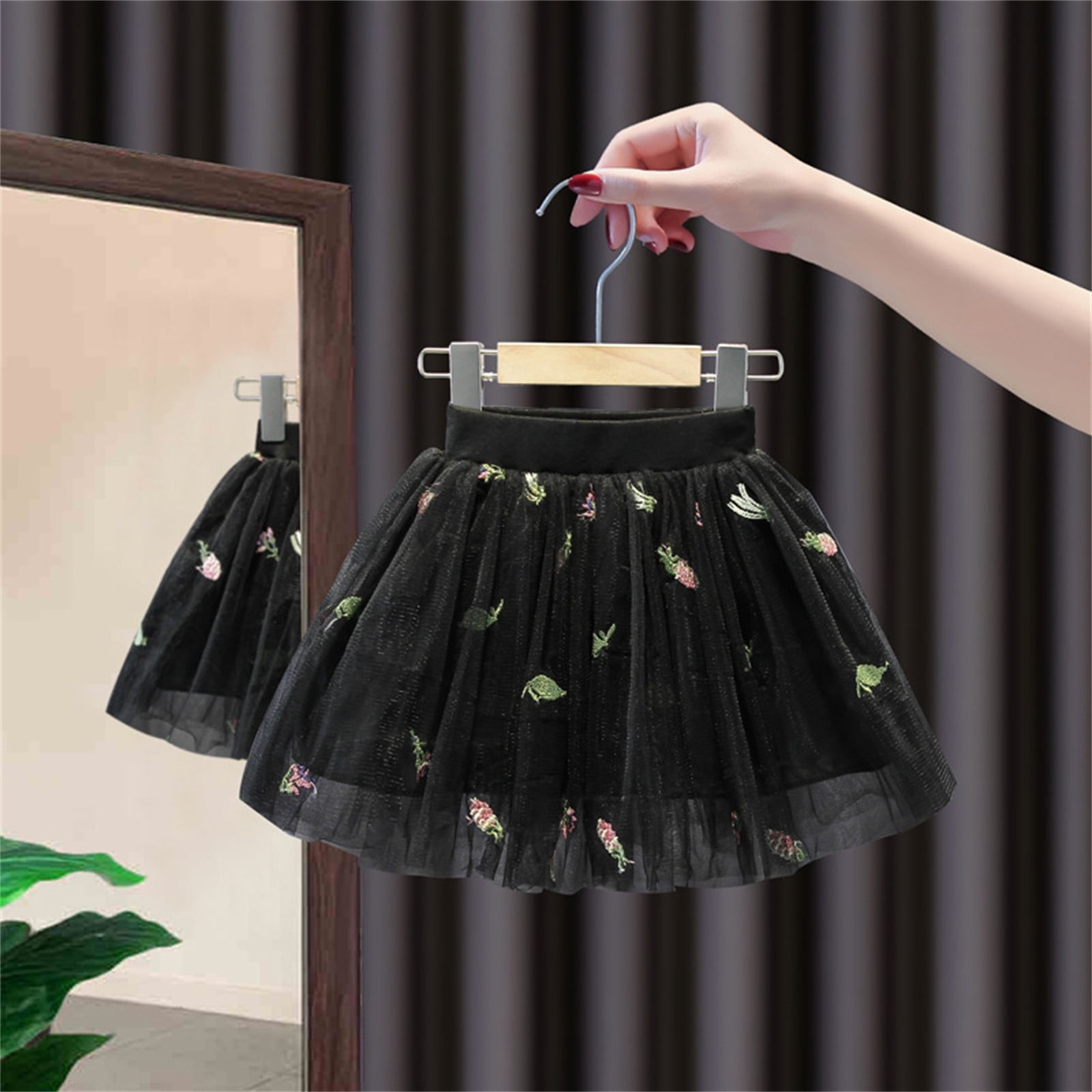 Delliss Girls Layered Tutu Leaf Print Skirts Elastic Waist Tulle Skorts ...