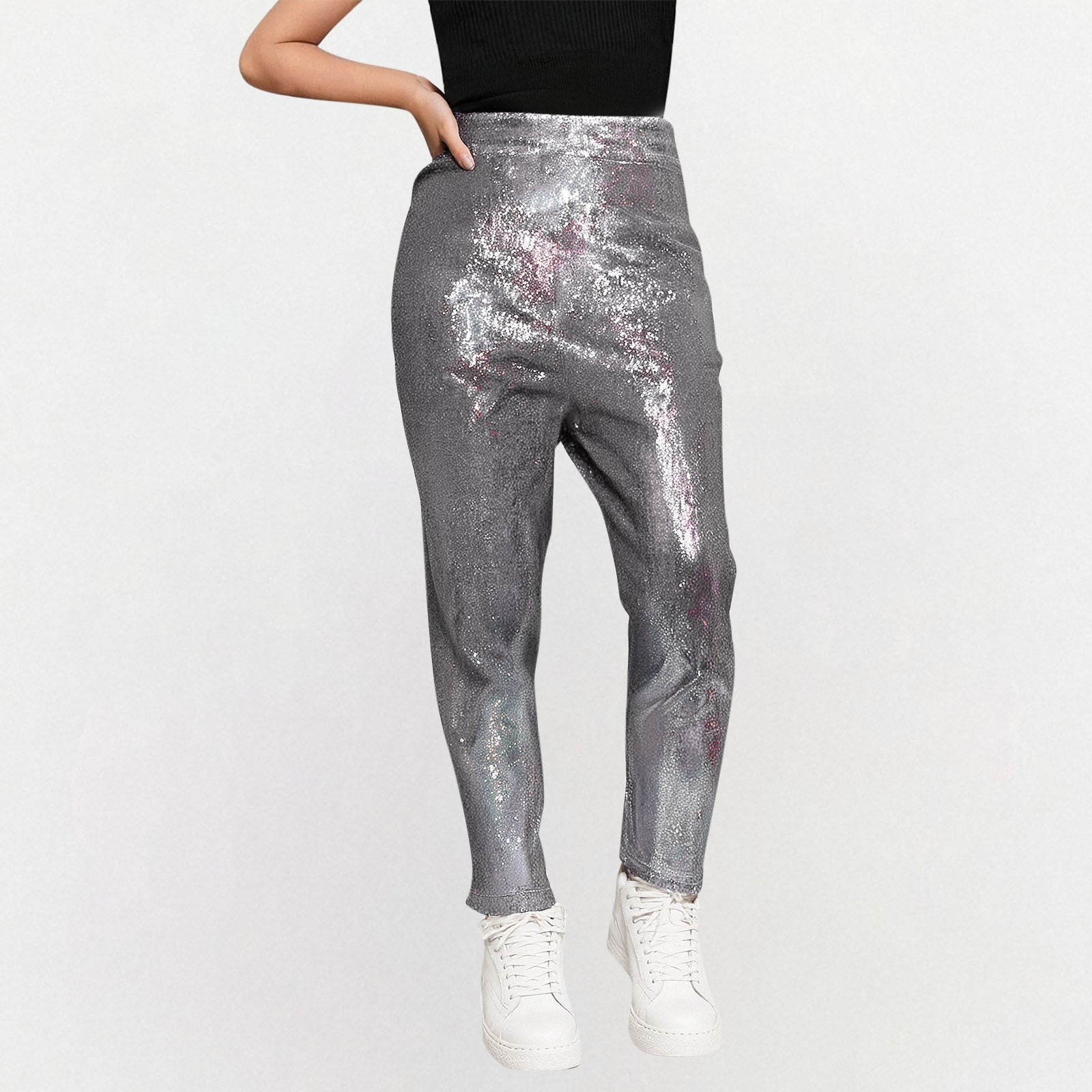 Delliss Girls Metallic Shiny Active Leggings Sparkly Stretch Yoga Pants ...