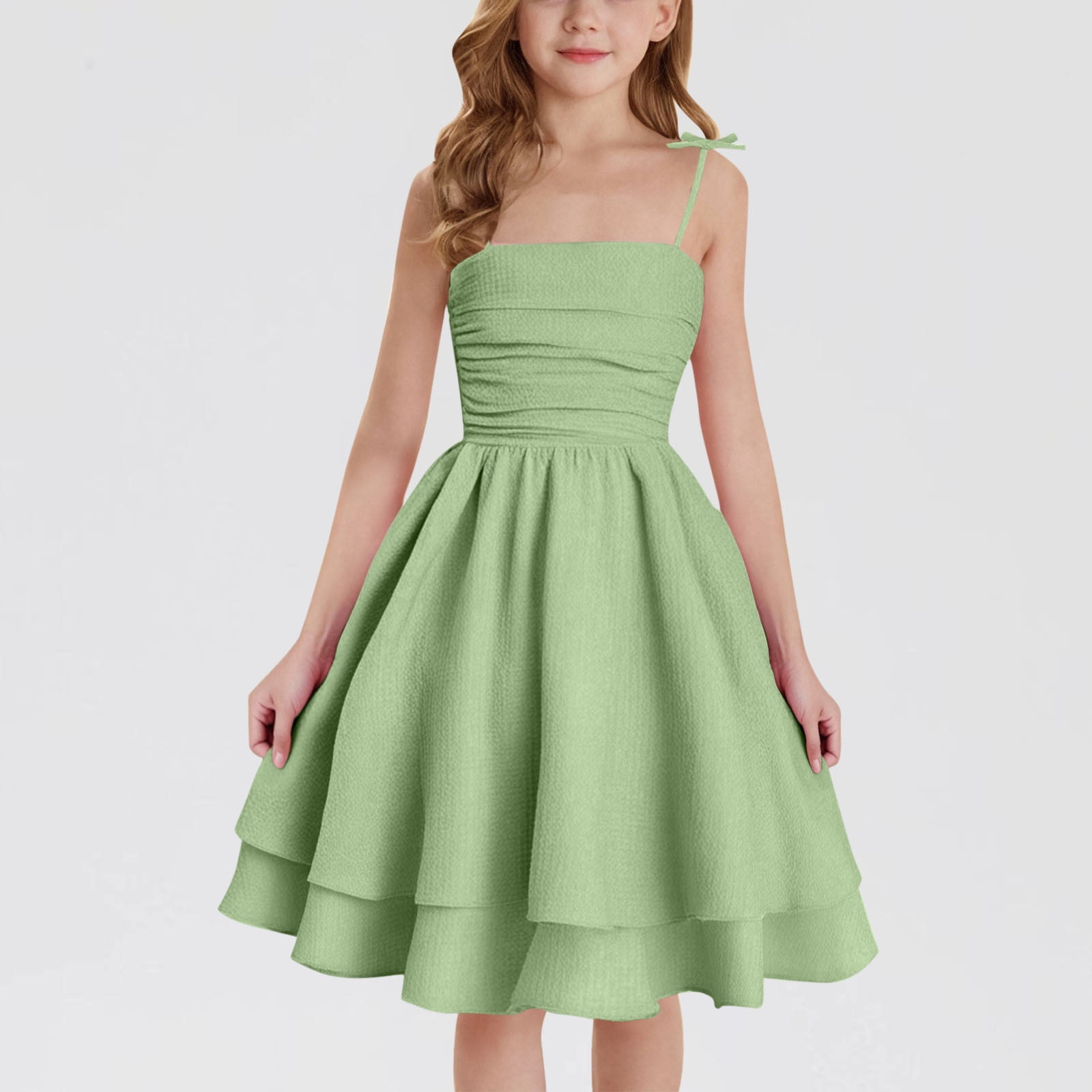 Delliss Girls Summer Tie Off Shoulder Dresses Flowy Layered Ruched ...