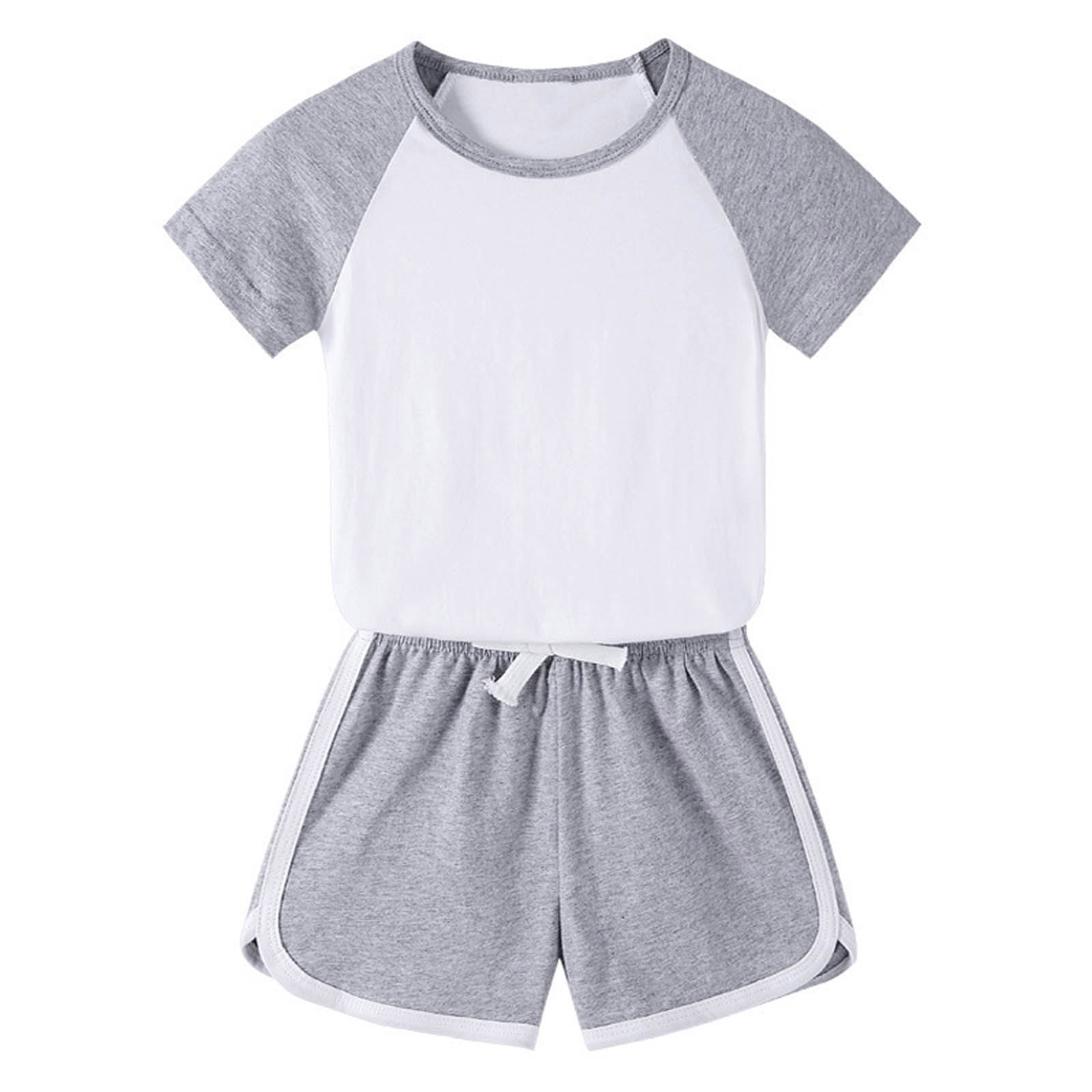 Delliss Girls Summer Tops and Drawstring Shorts Color Block Set Cute ...