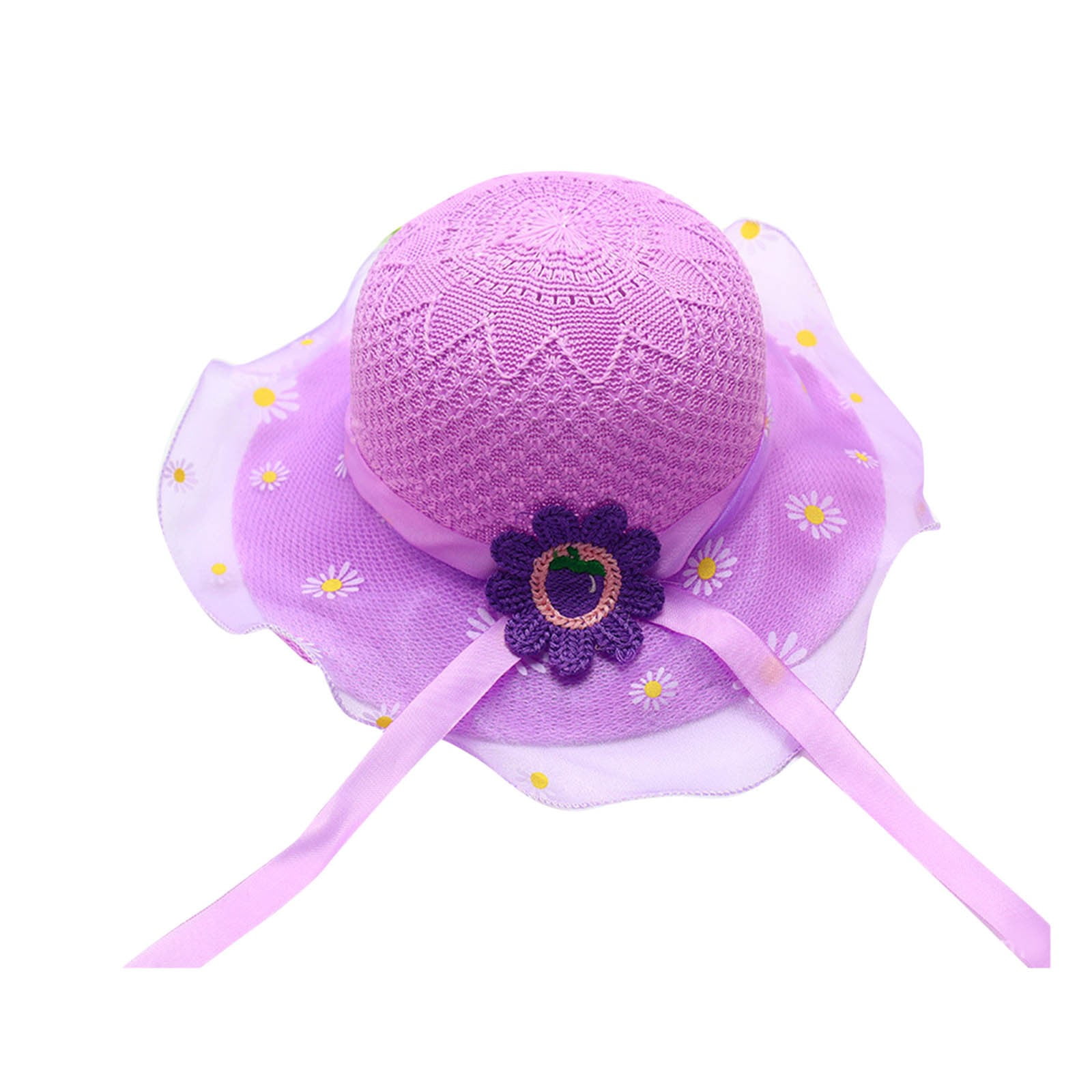 Delliss Girls Sun Straw Hat with Sunflower Summer Beach Boho Wide Brim ...