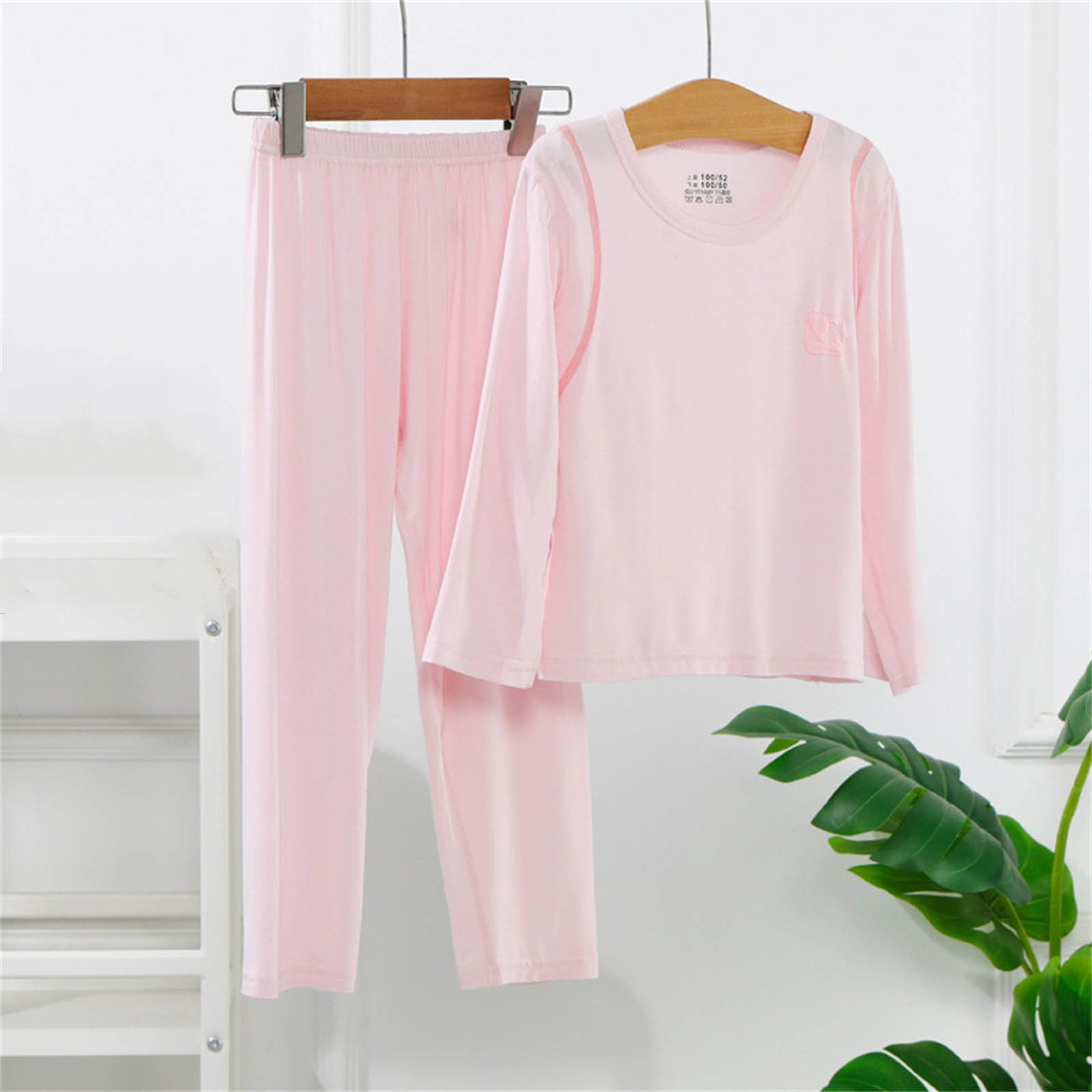 Delliss Girls Two-Piece Pajama Setsolid color summer air conditioning ...