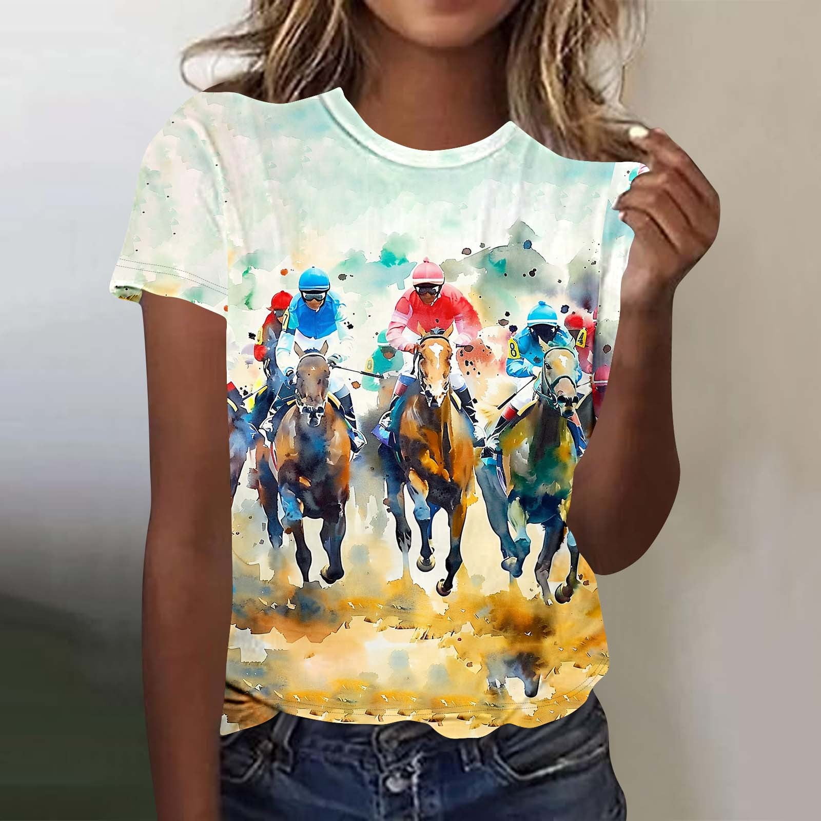 Delliss Horse Shirts for Women Horse Riding Tee Shirt Animal Lover Gift ...