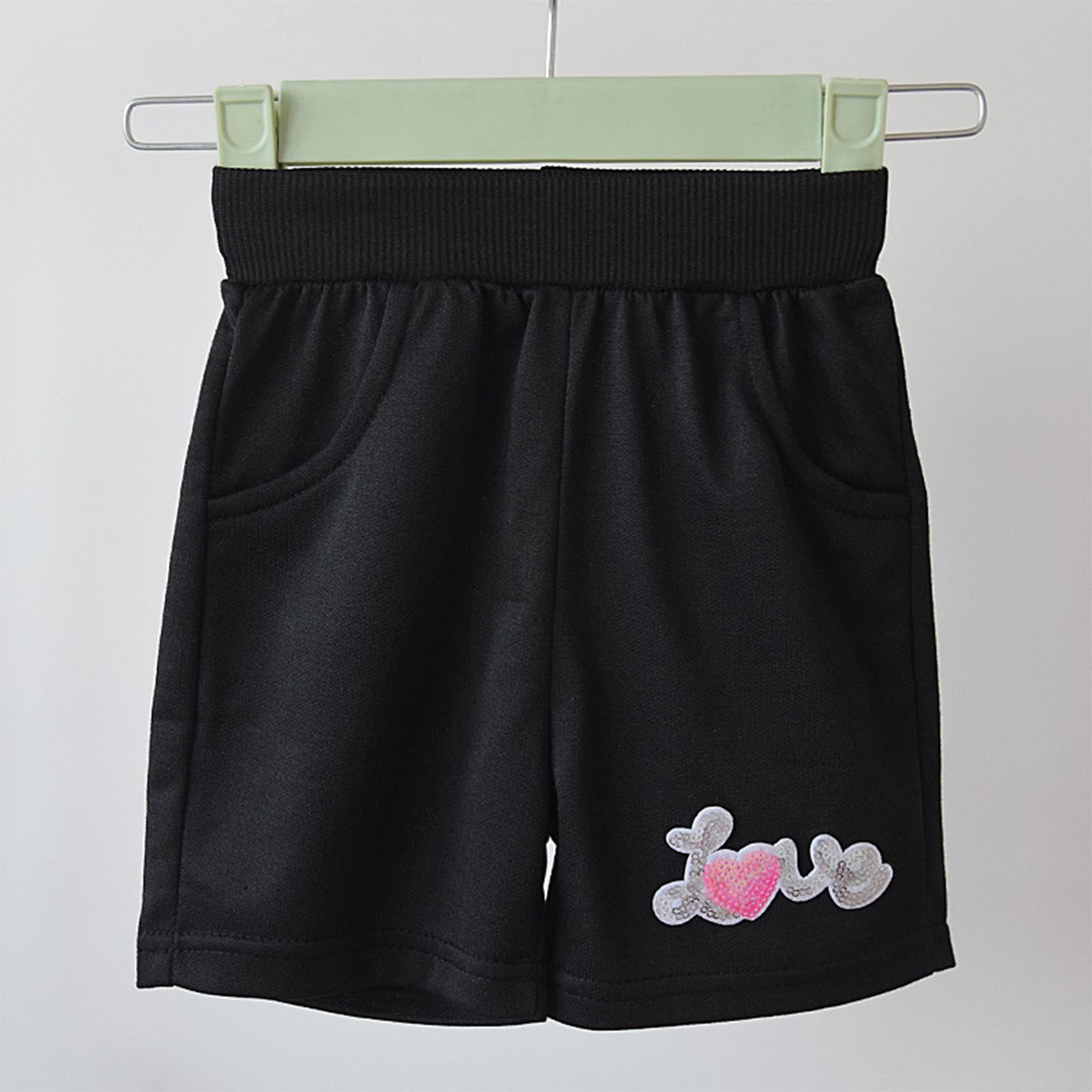 Delliss Kids Athletic Shorts Girls Short 'Love'Print Summer Sports ...
