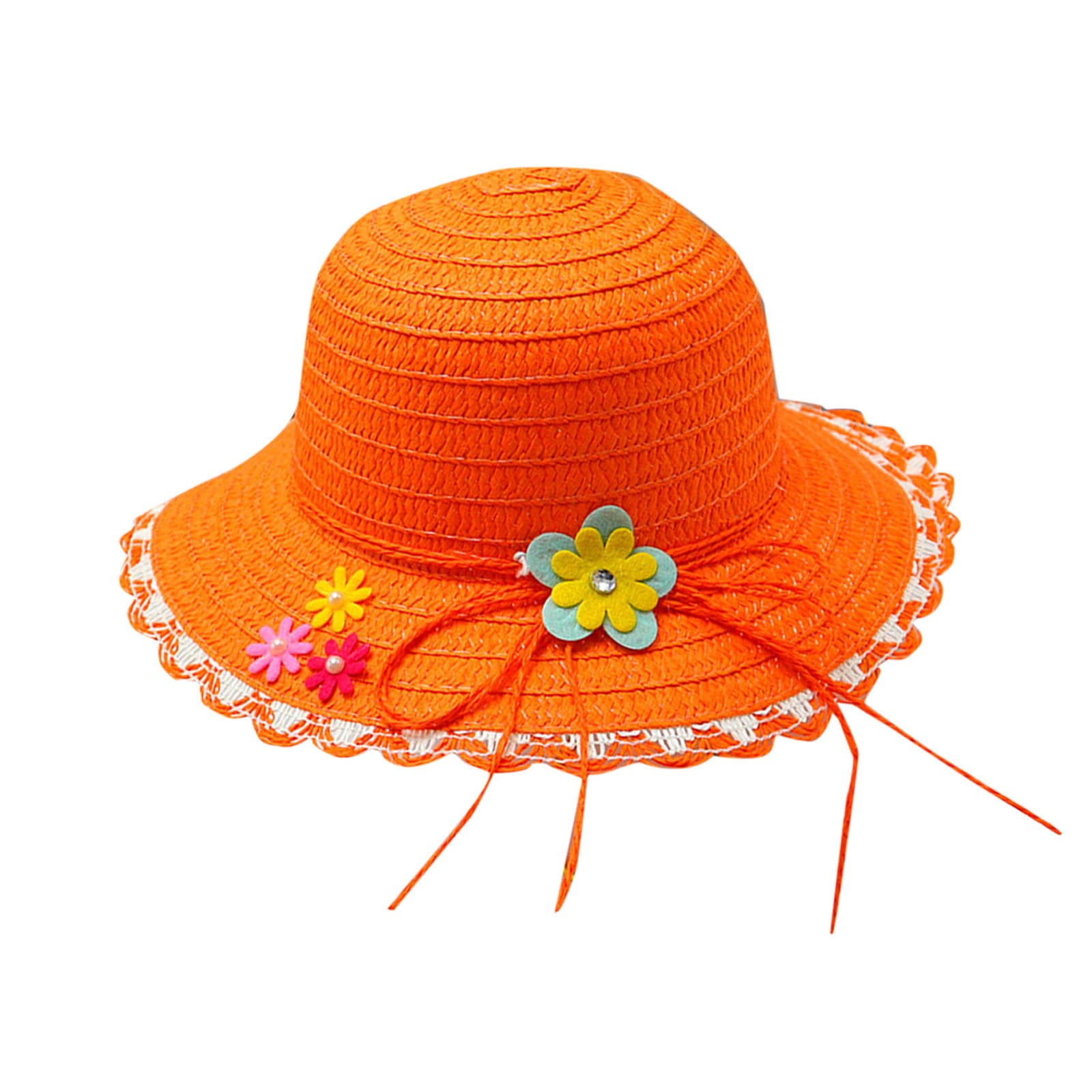 Delliss Kids Summer Straw Hat Wide Brim Cap Sun Visor Hats Sun ...