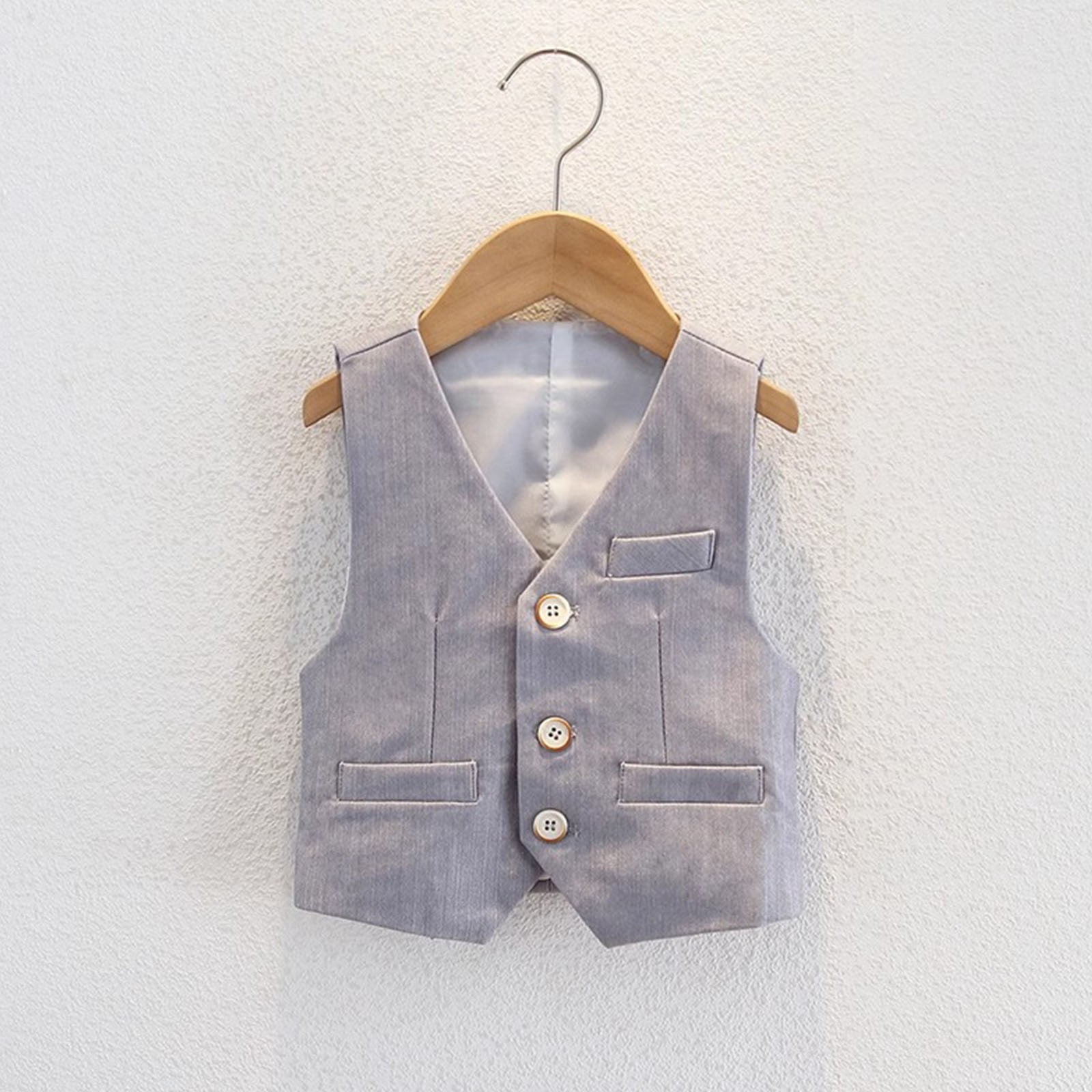 Delliss Kids Vest for Boys 3 Button Formal Suit Sleeveless Solid Color ...