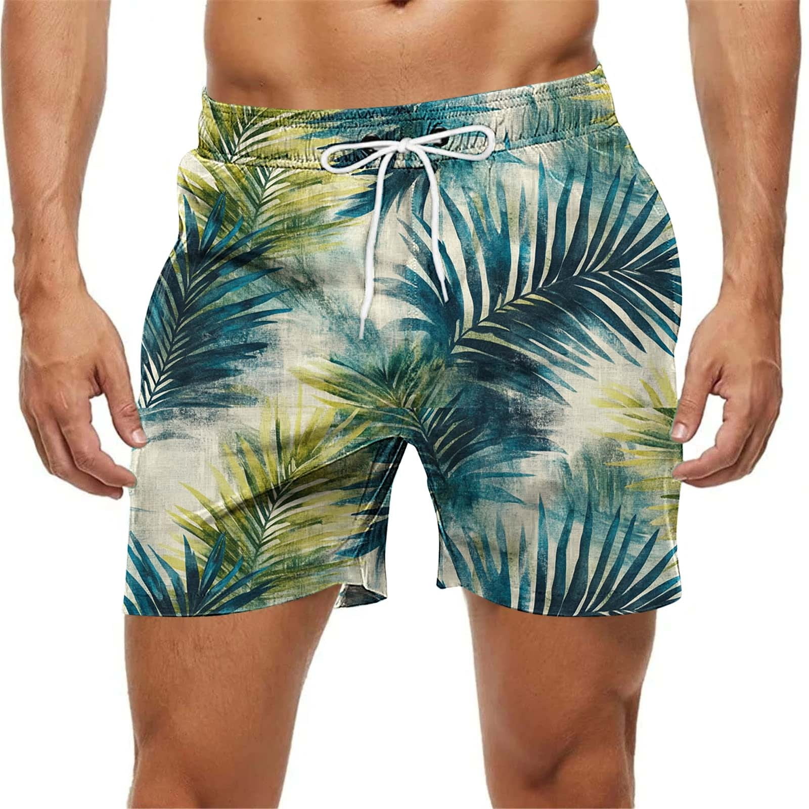 Delliss Men's Beach Shorts Casual Elastic Waist Drawstring Summer ...