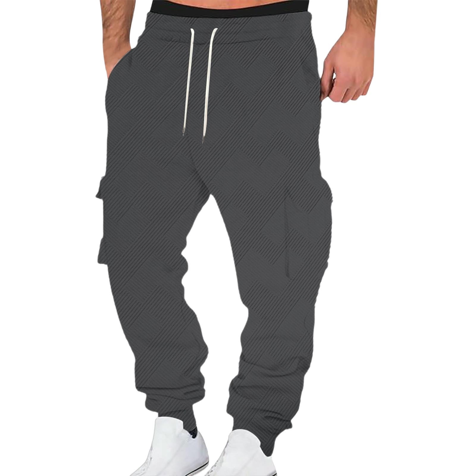 Delliss Men's Taper Sweatpants Winter Sporty Warm Solid Color Pants ...