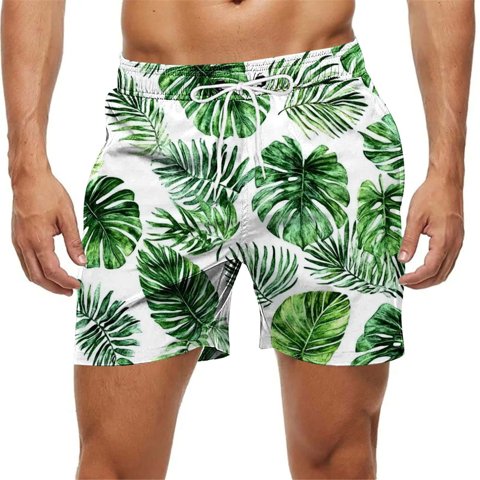 Delliss Mens' Printed Swim Trunks Casual Quick-Drying Beach Pant Sports ...