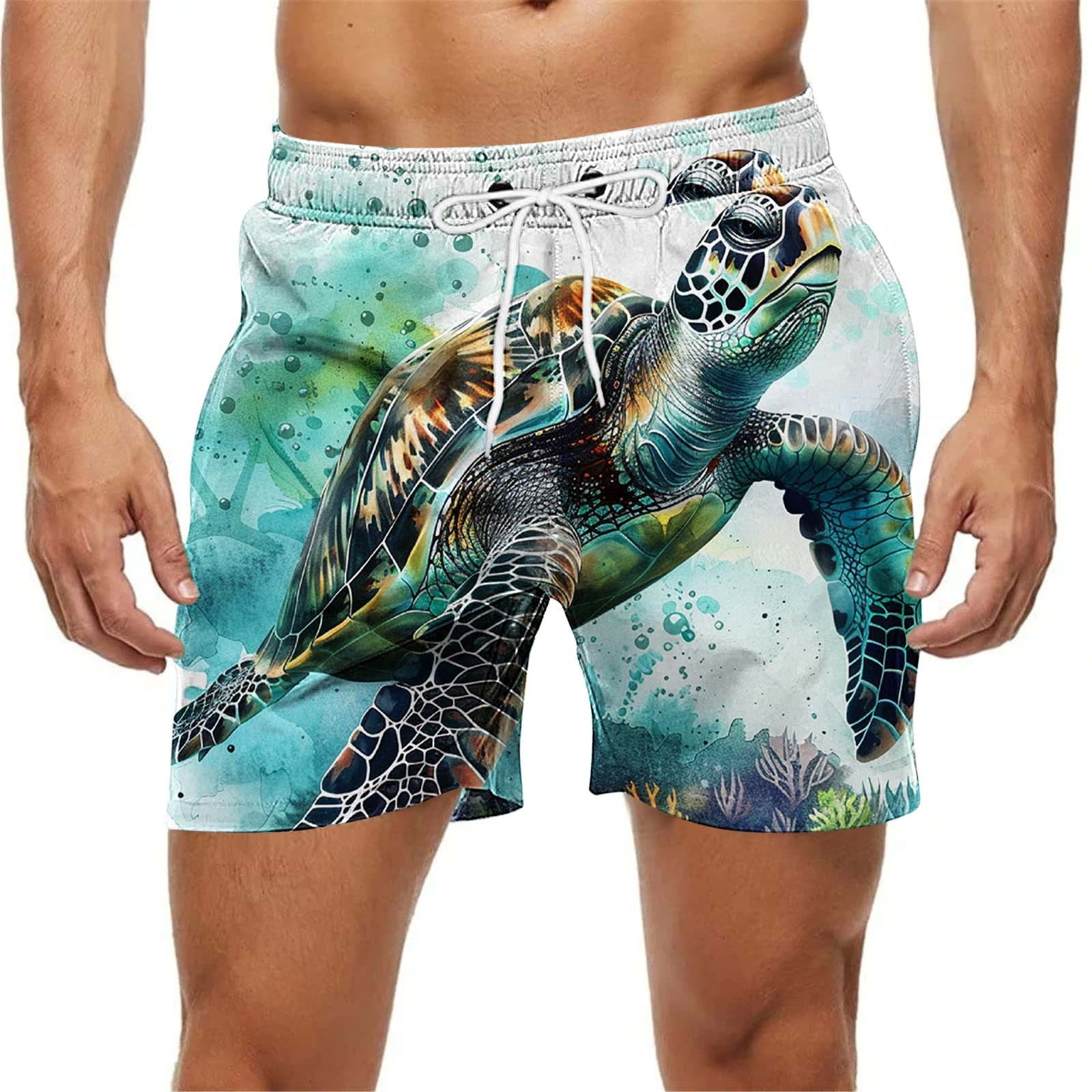 Delliss Mens Swim Beach Shorts Hawaiian Swimming Shorts Swimwear ...