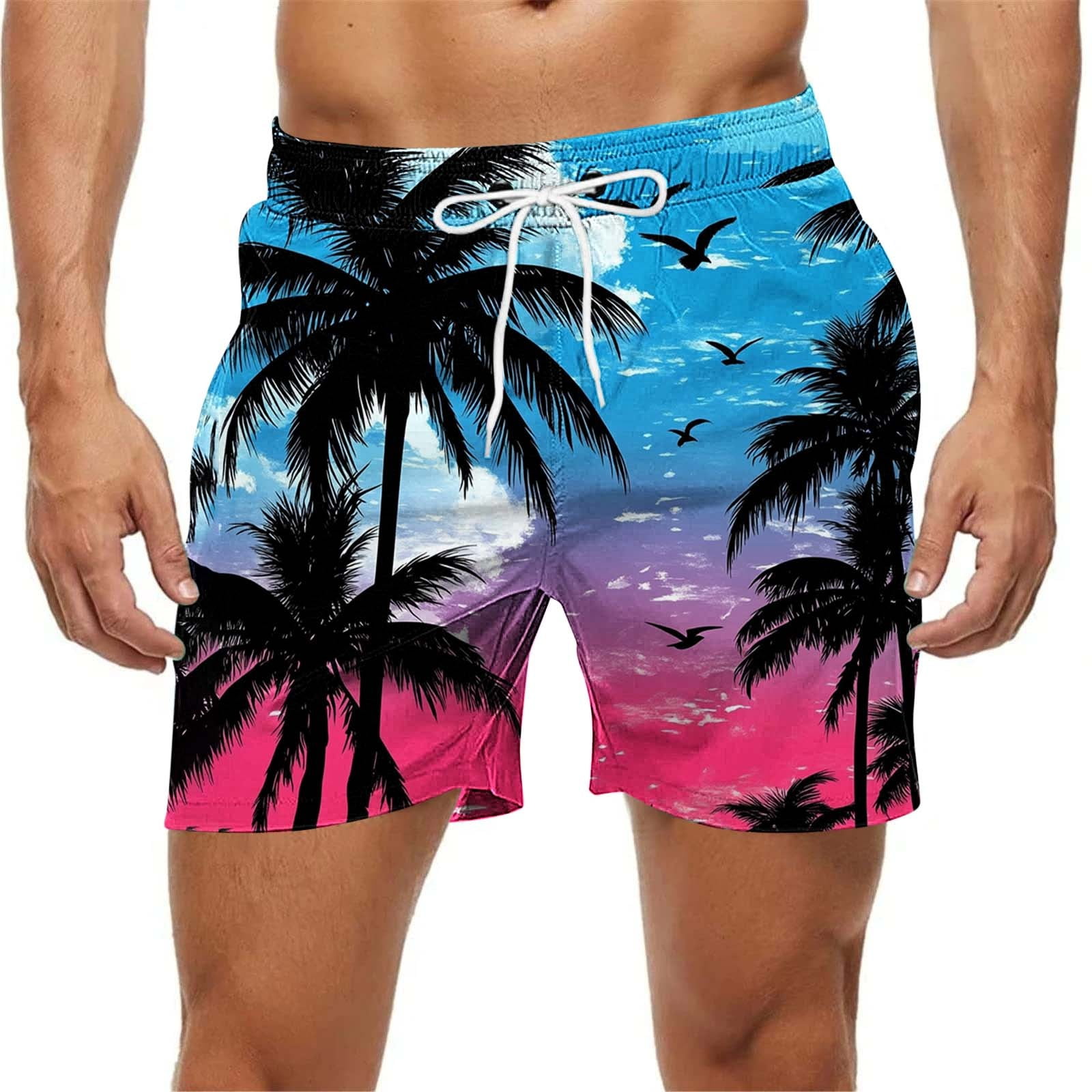 Delliss Mens Swim Beach Shorts Hawaiian Swimming Shorts Swimwear ...
