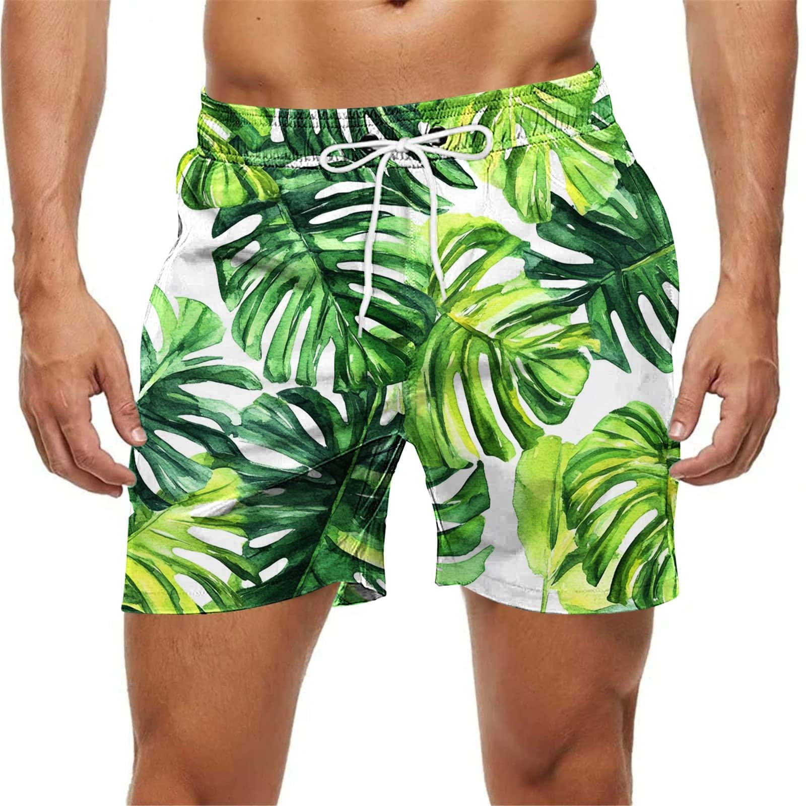 Delliss Mens Swim Beach Shorts Hawaiian Swimming Shorts Swimwear ...