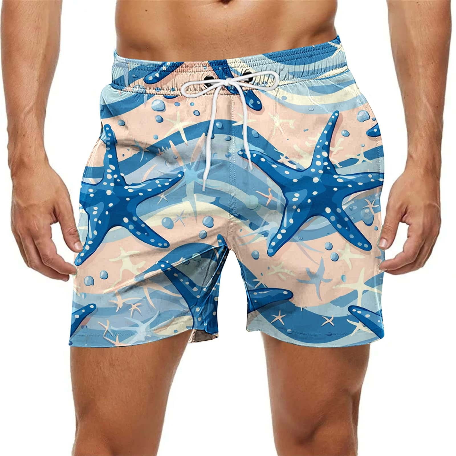 Delliss Mens Swim Trunks Beach Shorts Quick Dry Hawaiian Swimming ...