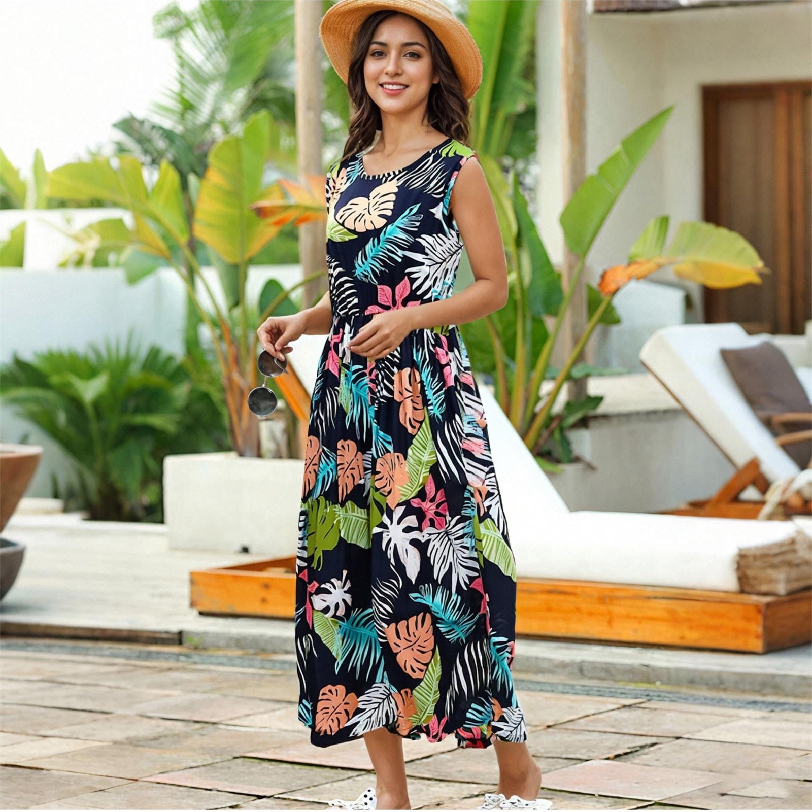 Delliss Mommy and Me Dresses Floral Printed Sleeveless Tank Maxi Dress ...