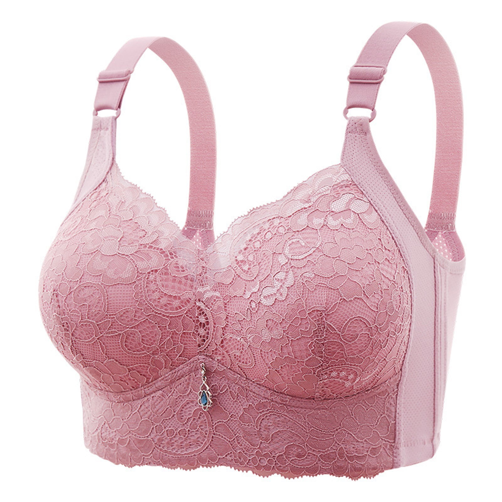 Delliss No Underwire Lace Bras for Women Sponge Cup Bras for Seniors ...