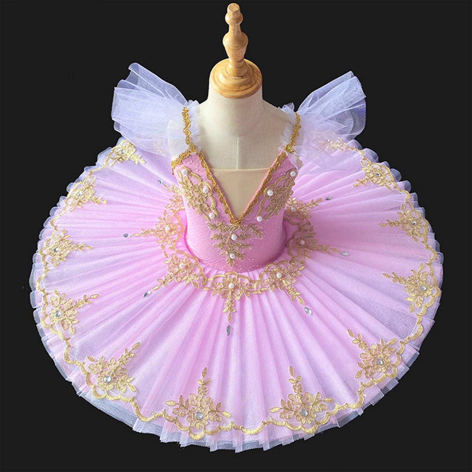 Delliss Ruffle Sleeve Tutu Dresses Girls Sequin Leotard Shiny Ballet ...