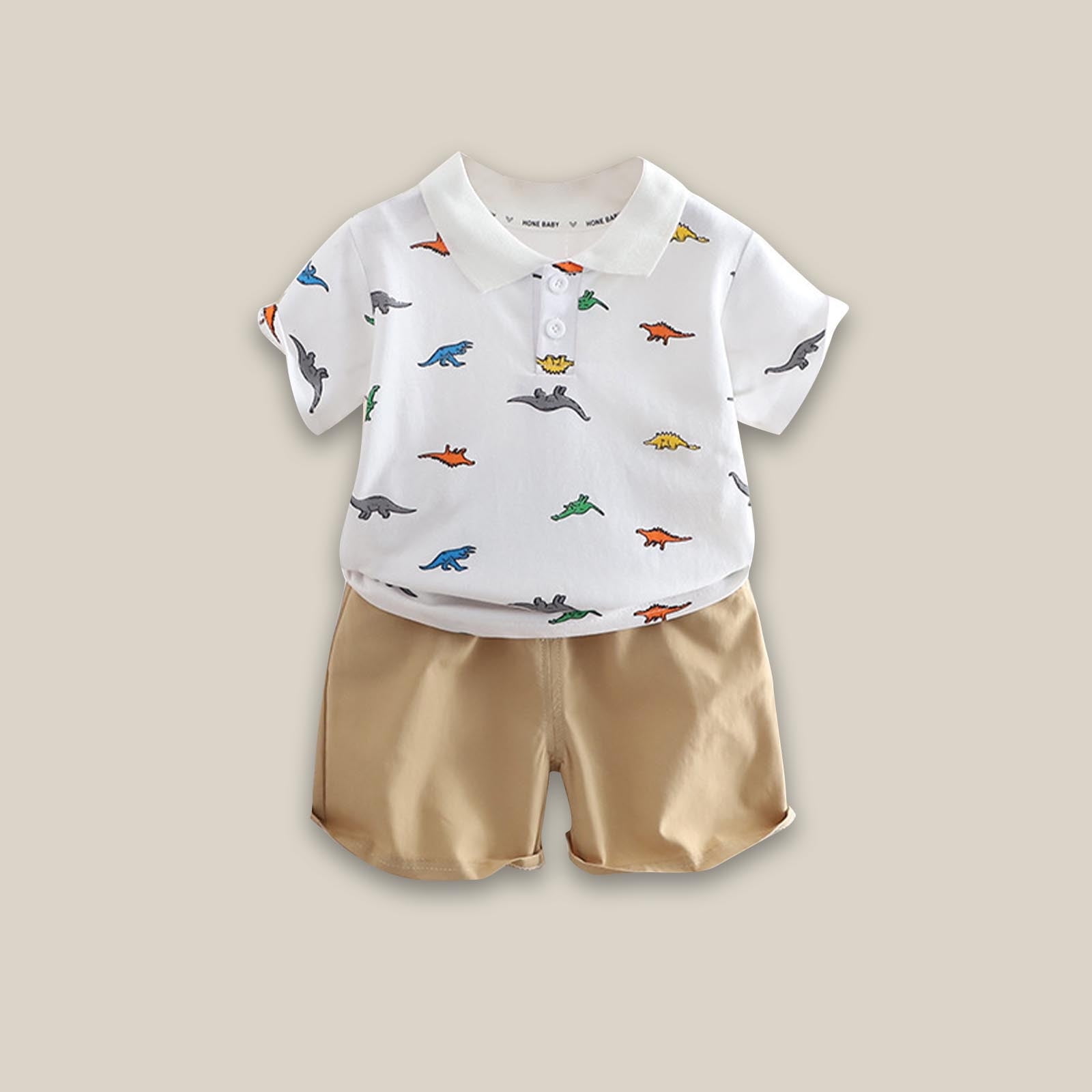 Delliss Summer Children's Dinosaur Print Short Sleeved Lapel T-shirt ...