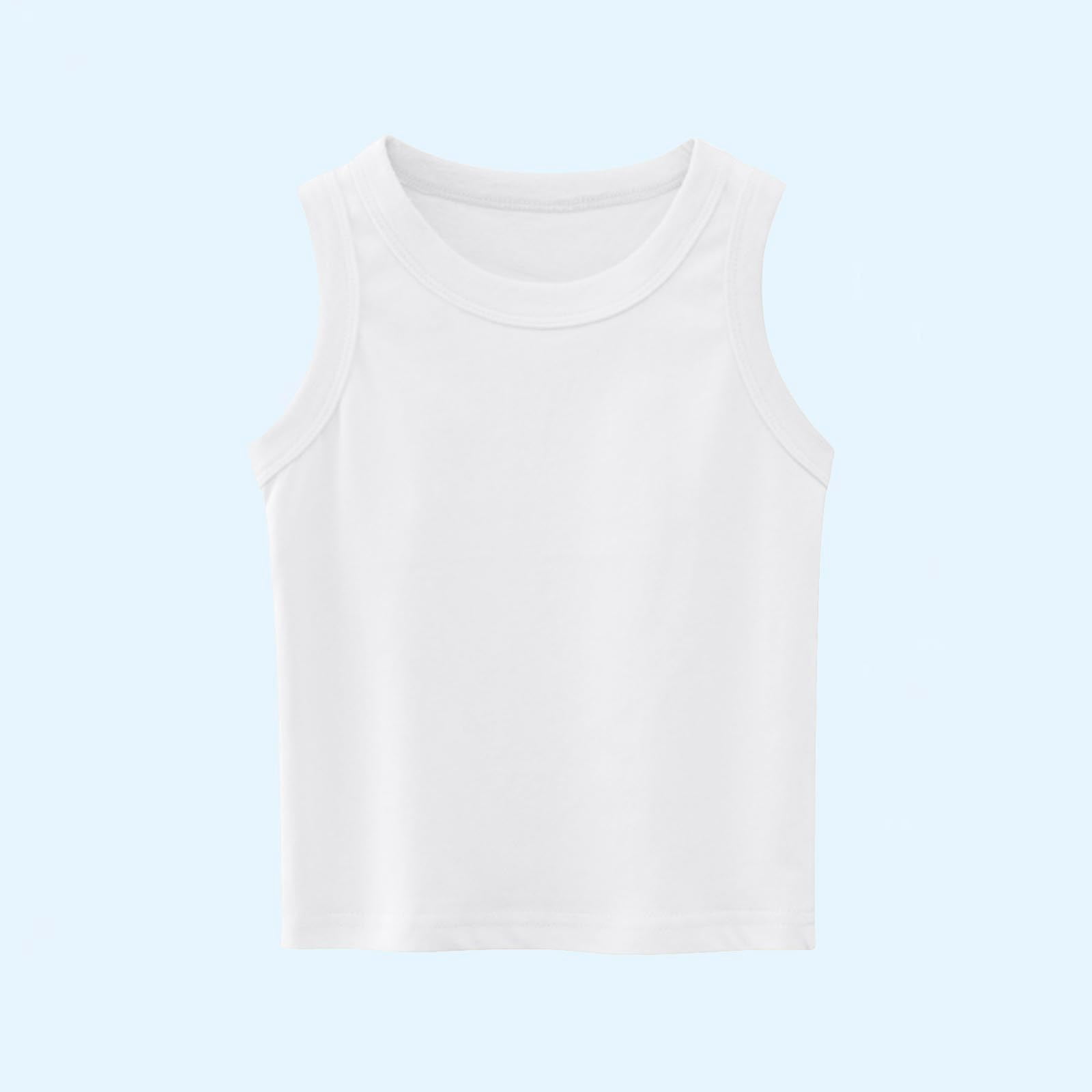 Delliss Toddler Baby Girl's Solid Color Vest Crew Neck Tank T-Shirt 1-9 ...