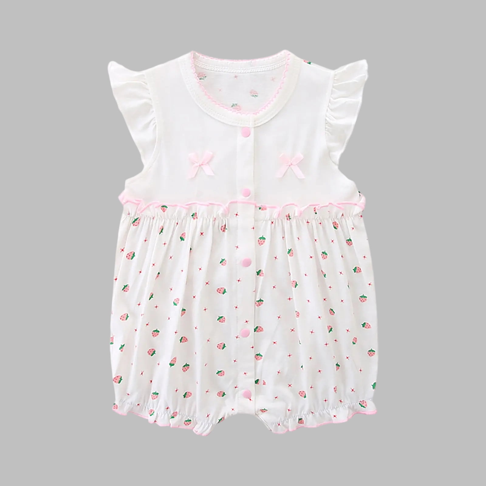 Delliss Toddler Girls Ruffle Button Onesie Cute Print Romper Sleeveless ...