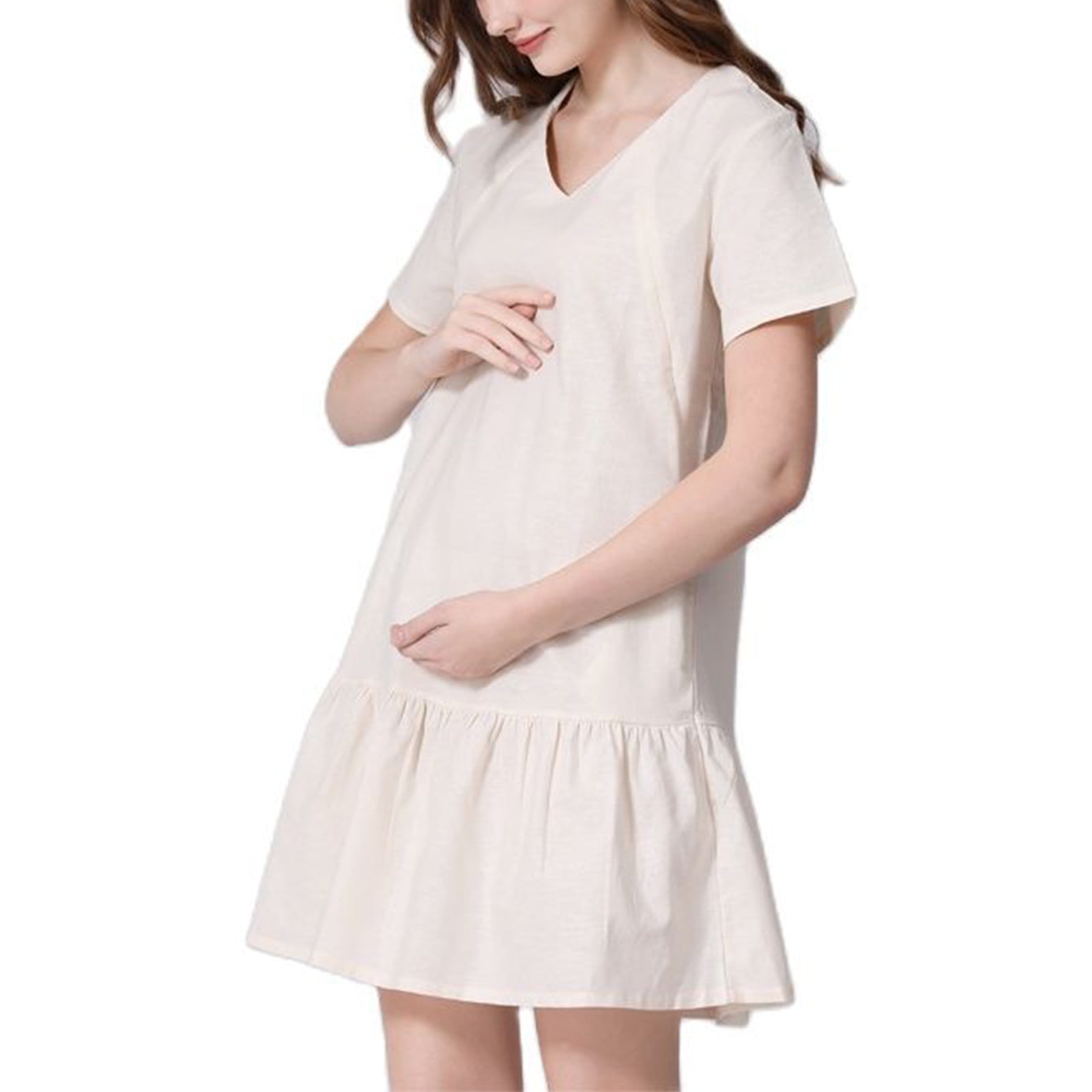 Delliss Women Lace Maternity Nursing Gown long Sleeve open ...