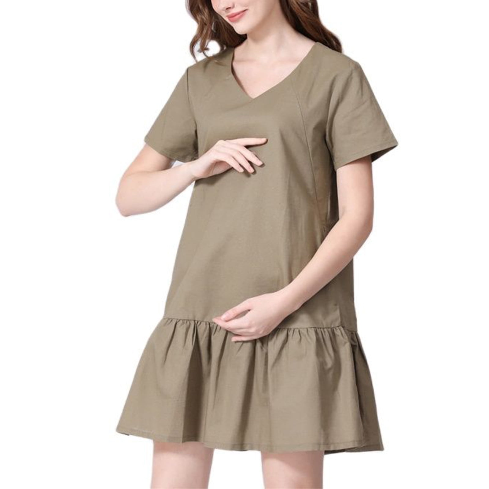 Delliss Women Lace Maternity Nursing Gown long Sleeve open ...