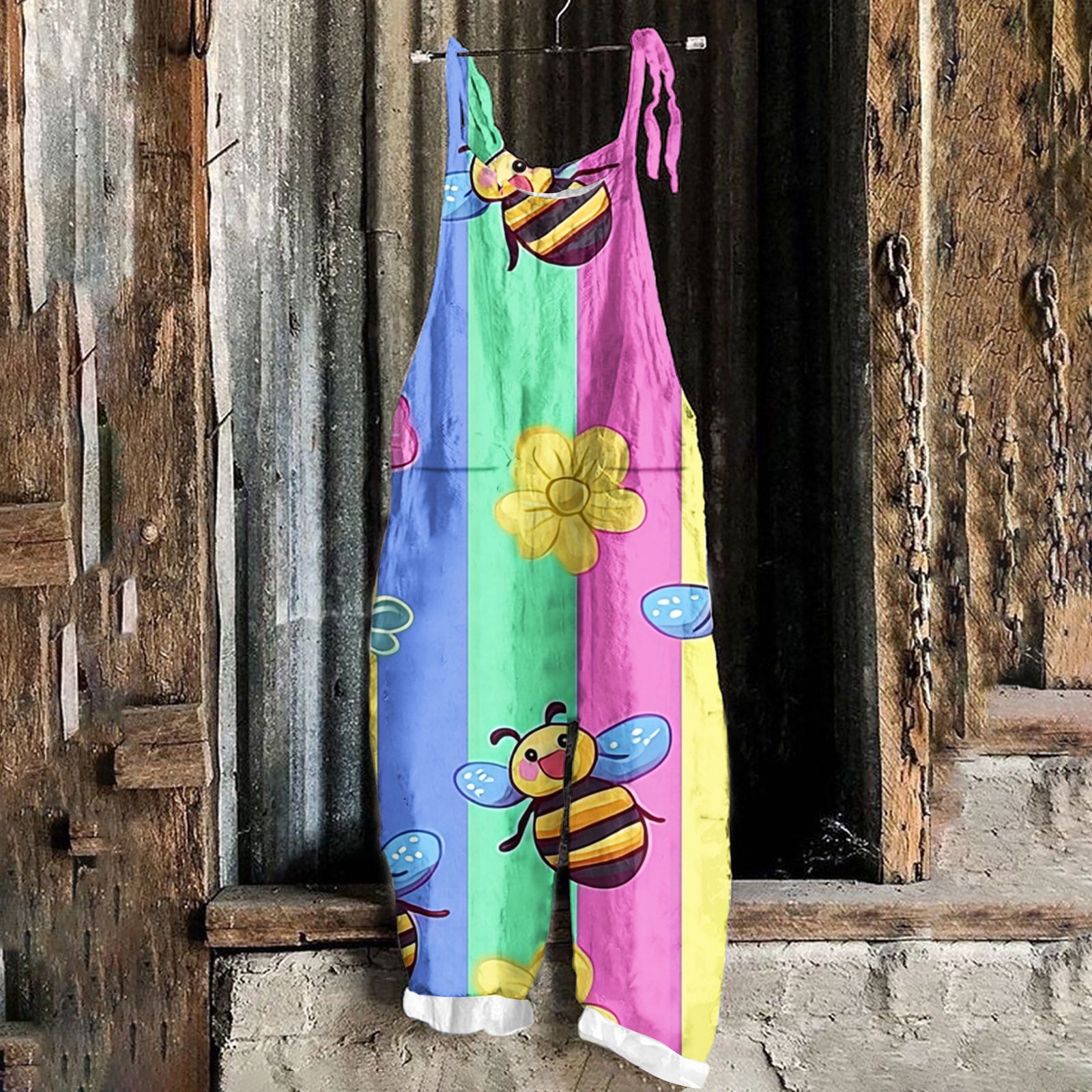 Delliss Women's Color Block Sleeveless Wide Leg Jumpsuit Comfy Pant ...