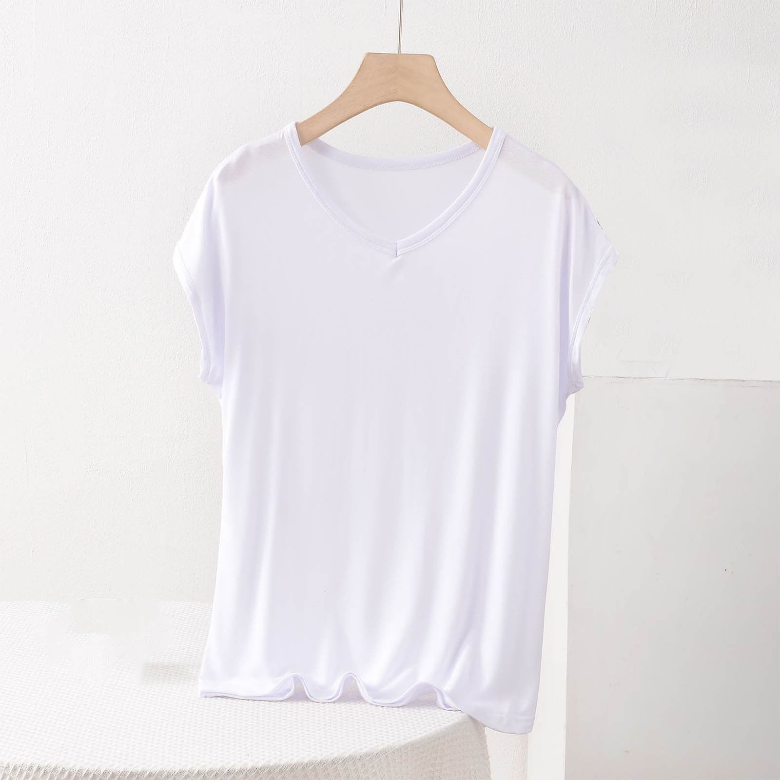 Delliss Women's Crew Neck Casual Cap Sleeve Top Base Fashion T-Shirt ...