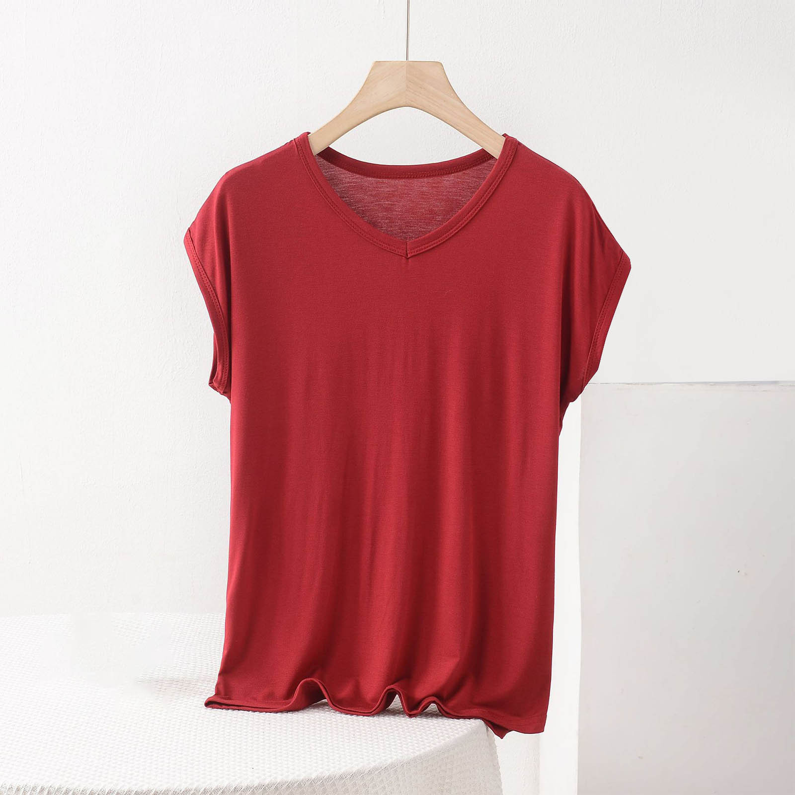 Delliss Women's Crew Neck Casual Cap Sleeve Top Base Fashion T-Shirt ...