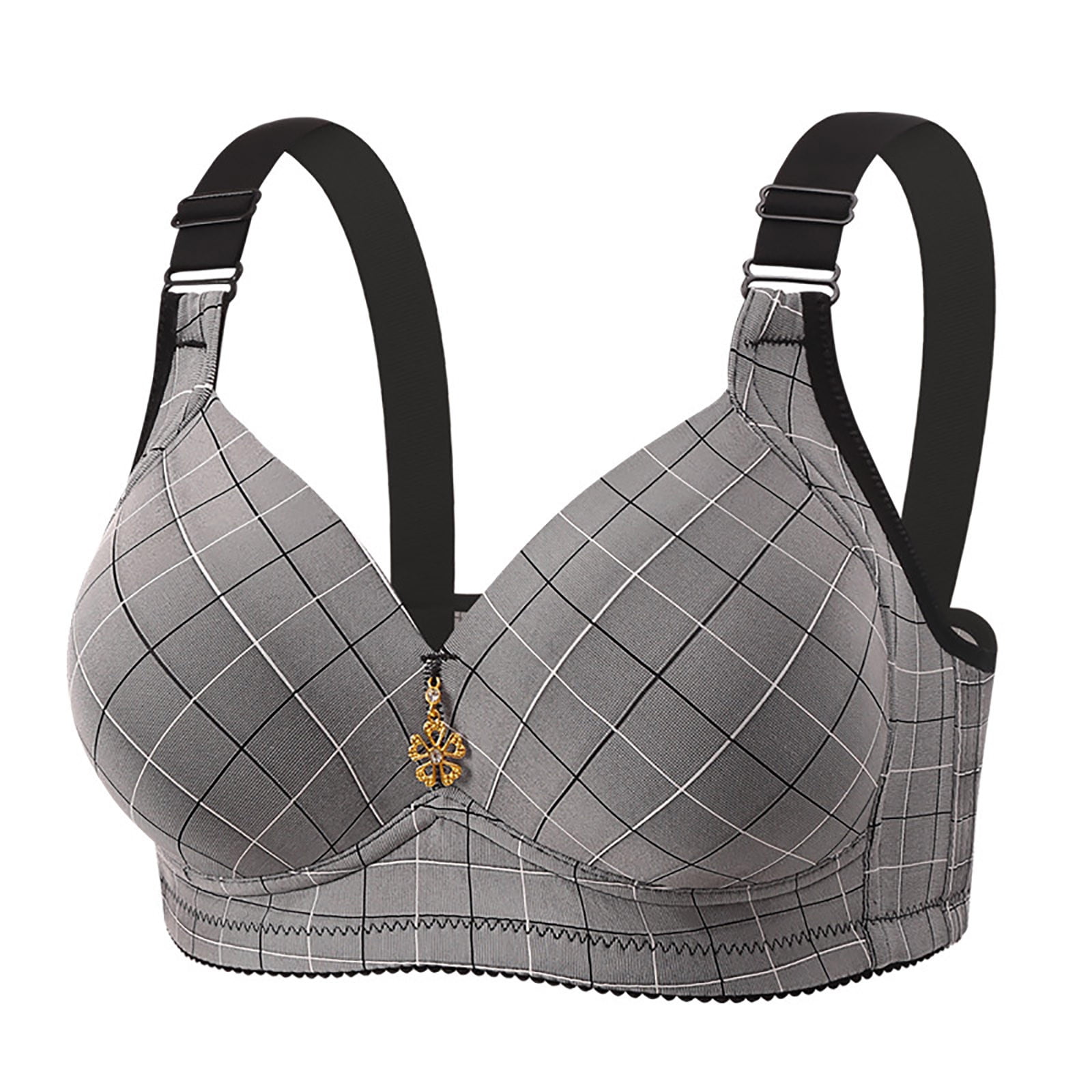 Delliss Women's Grid Print Soft Solid Color Plus Size Bra Adjustable ... Delliss Women's Grid Print Soft Solid Color Plus Size Bra Adjustable ...
