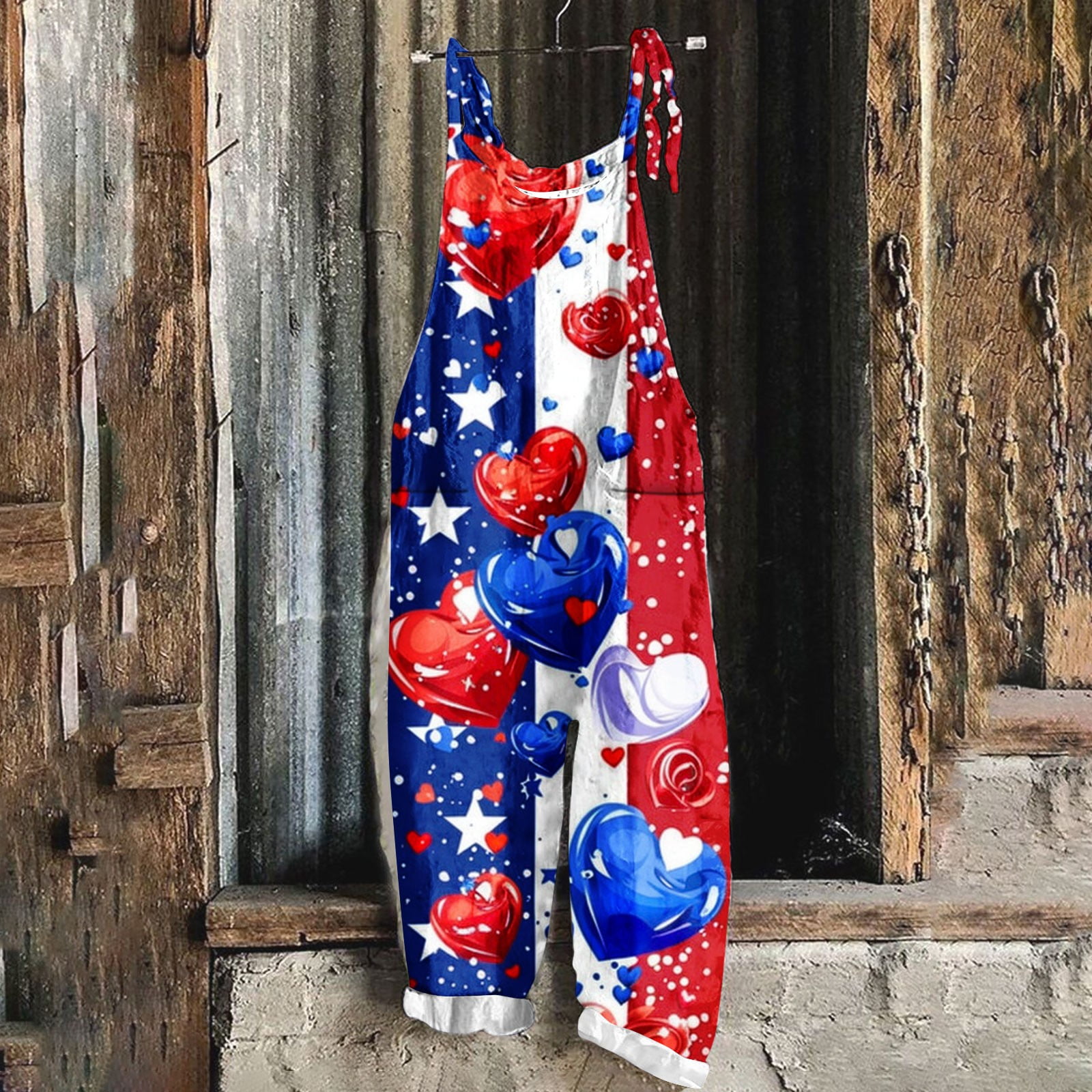 Delliss Women's Independence Day Print Jumpsuit Fashion Wide Leg Halter ...