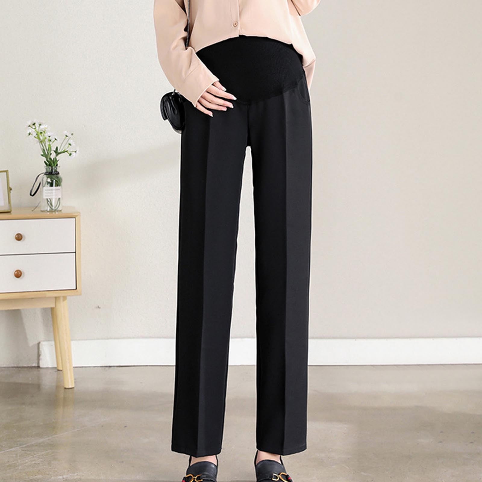 Delliss Women's Maternity Pants for Work Over-Bump Pregnancy Casual ...