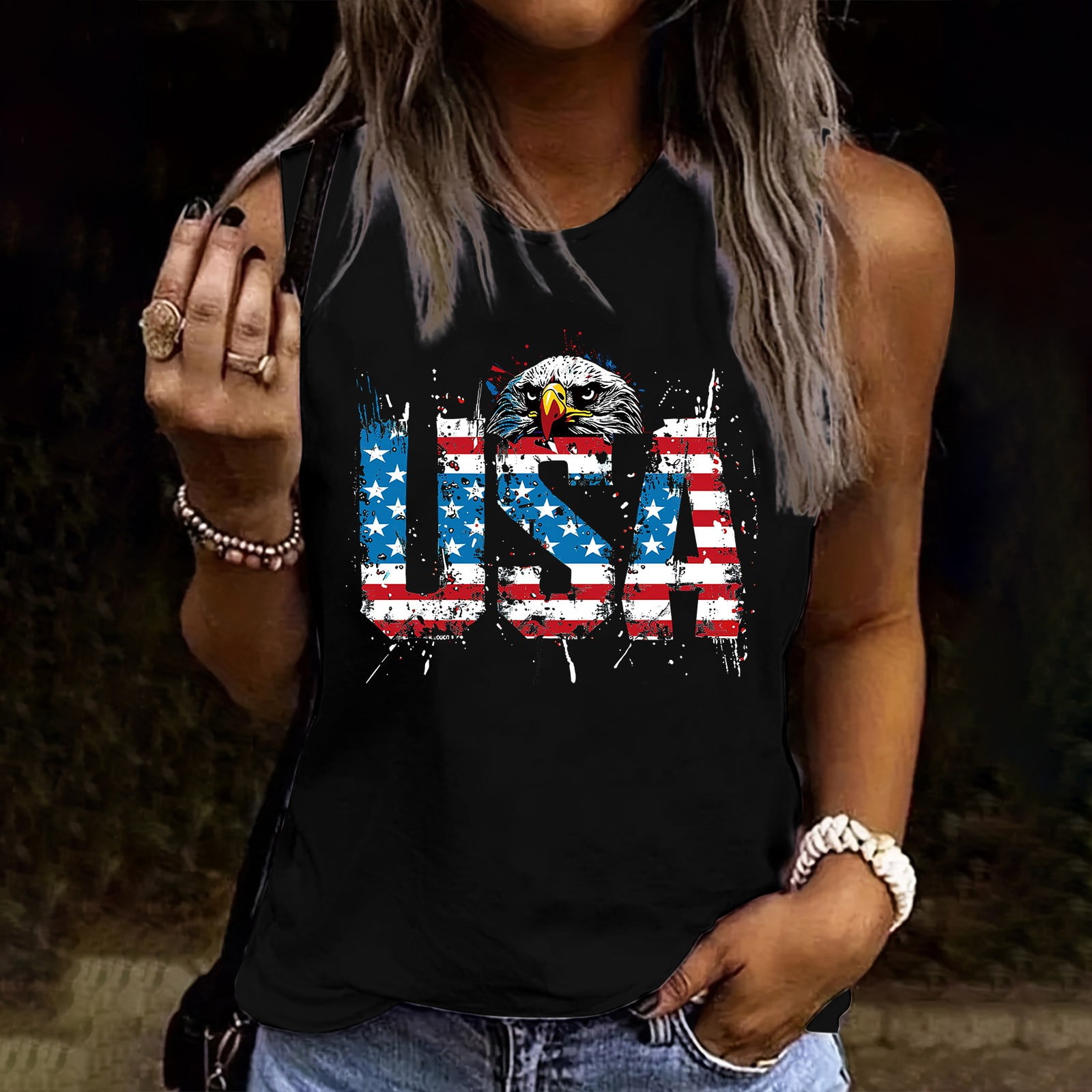Delliss Women's Stylish Heart Print Tank Top Sleeveless Independence ... Delliss Women's Stylish Heart Print Tank Top Sleeveless Independence ...