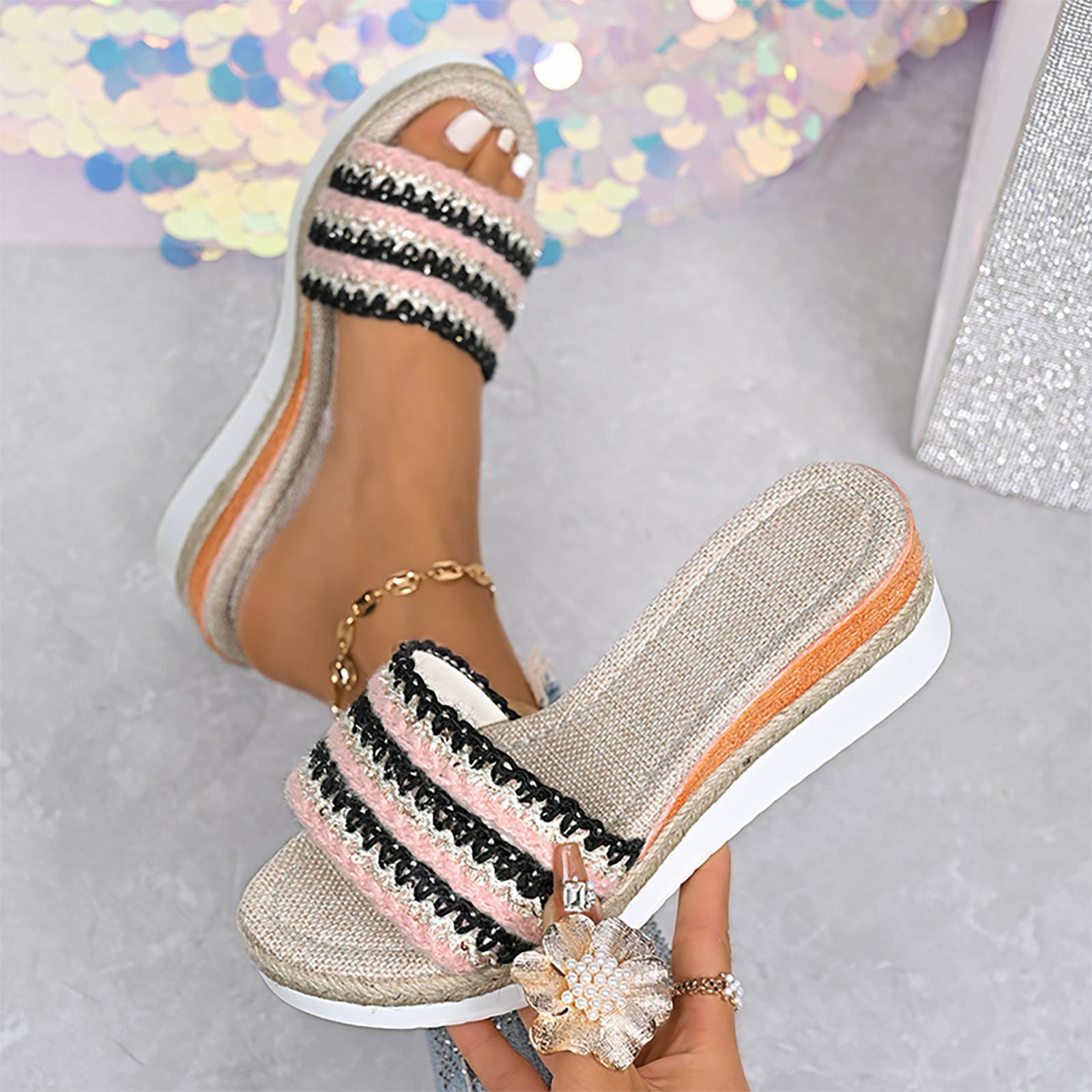 Delliss Women's Summer Fashion Wedge Sandals Platform Heel Open Toe ...
