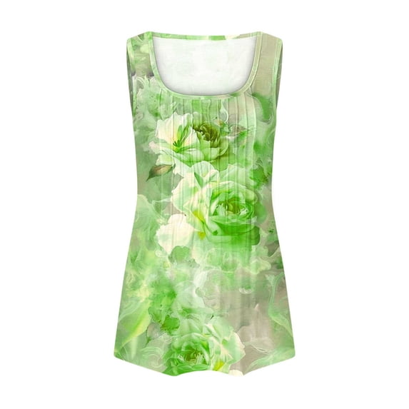 Delliss Women's Summer Print Vest U Neck Loose Casual Plus Size Top ...