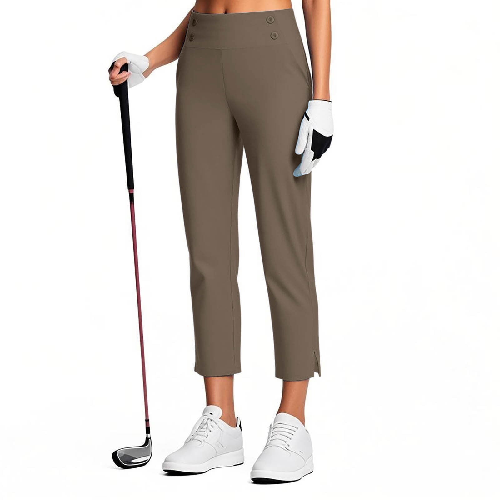 Delliss Women's Summer Stretch High Waist Pant Side Slit Yoga Straight ...