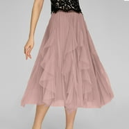 Women Maxi Tulle Tutu Skirt Layered High Waist A-Line Puffy Skirt with ...