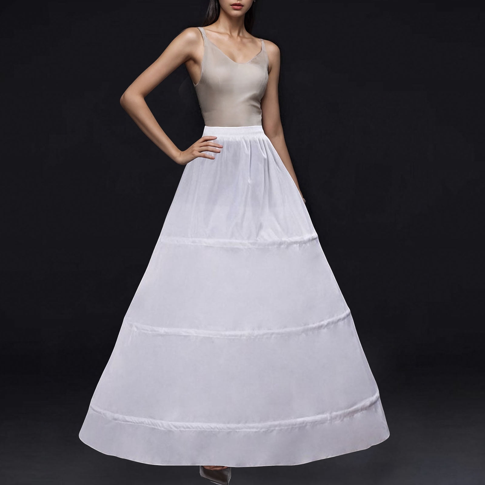 Delliss Women's White Trendy Bubble Skirt Layered Steel Ring Adjustable ...
