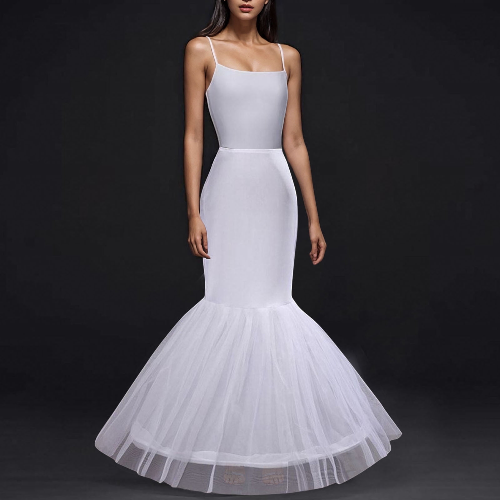 Delliss Women's White Trendy Bubble Skirt Layered Steel Ring Adjustable ...