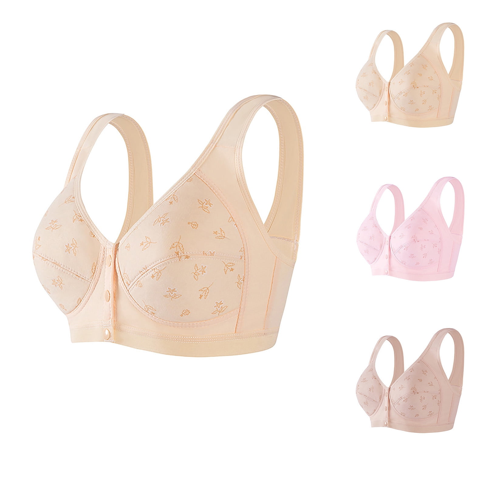 Delliss Women's Wireless Bras Front Button T-Shirts Bras Wireless T ...