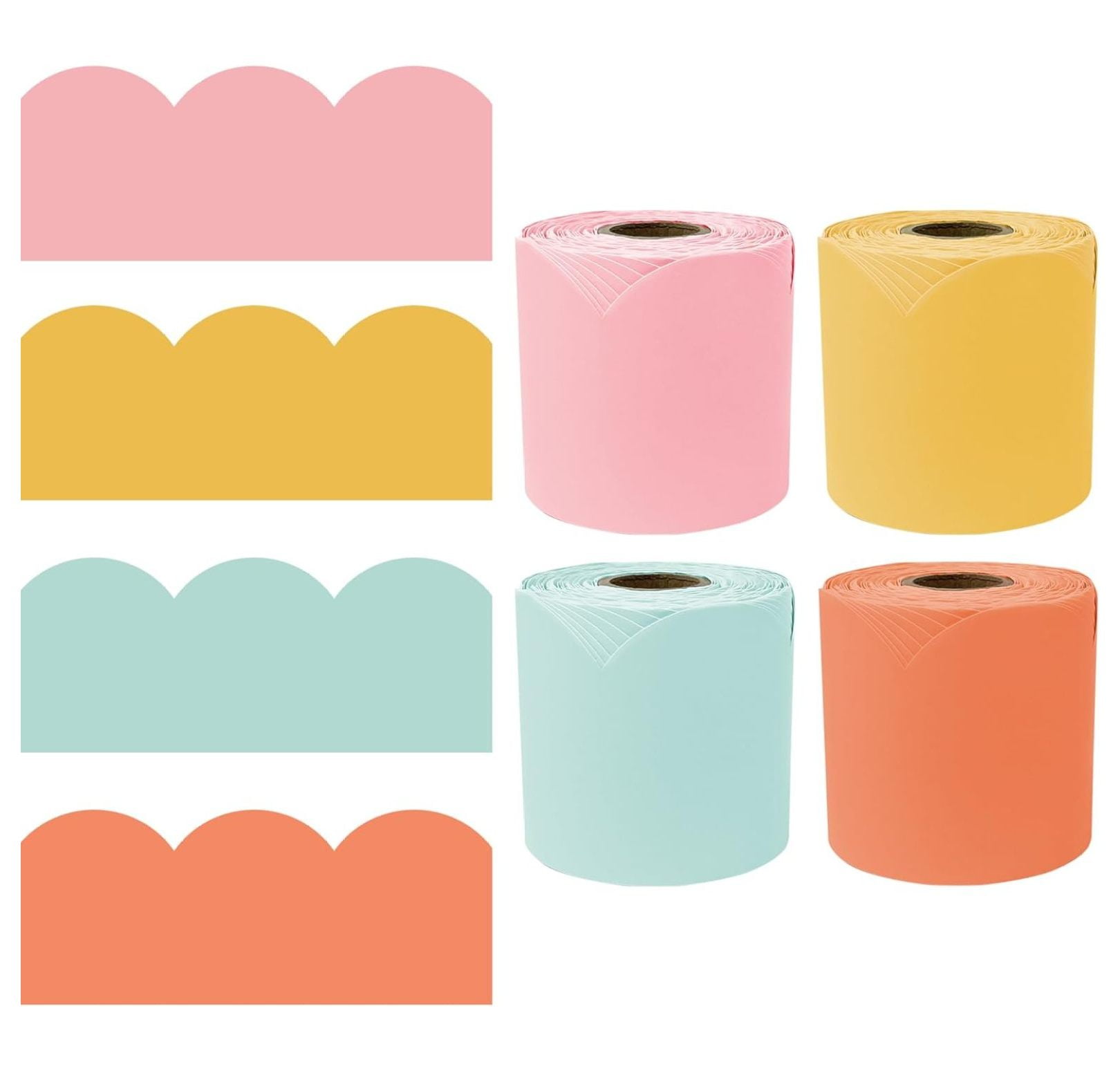 Dellosa 260Ft Scalloped Bulletin Board Borders, 4 Pack Colorful ...