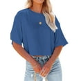 Dellytop Women Half Sleeve Drop Shoulder Solid Color Basic Crop Tops ...