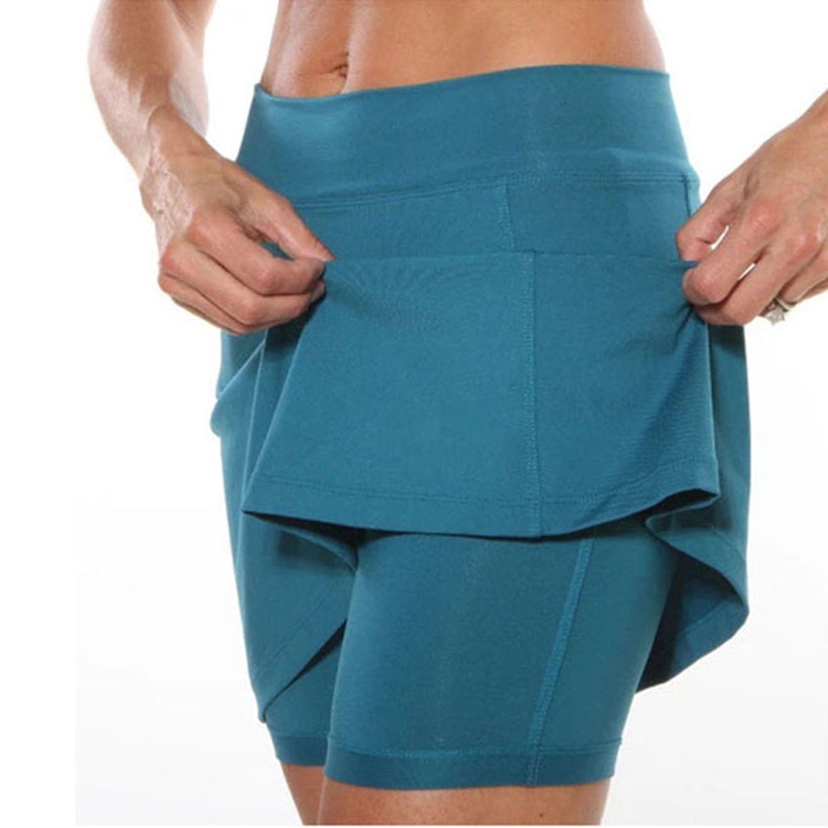 Dellytop Plus Size Women's Solid Color Double Layer Skort with Pockets ...