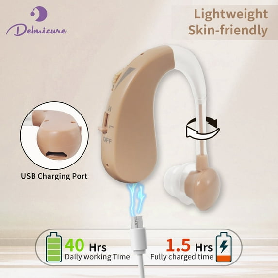 Delmicure Hearing Aids for Seniors, Rechargeable Digital Sound Device ...