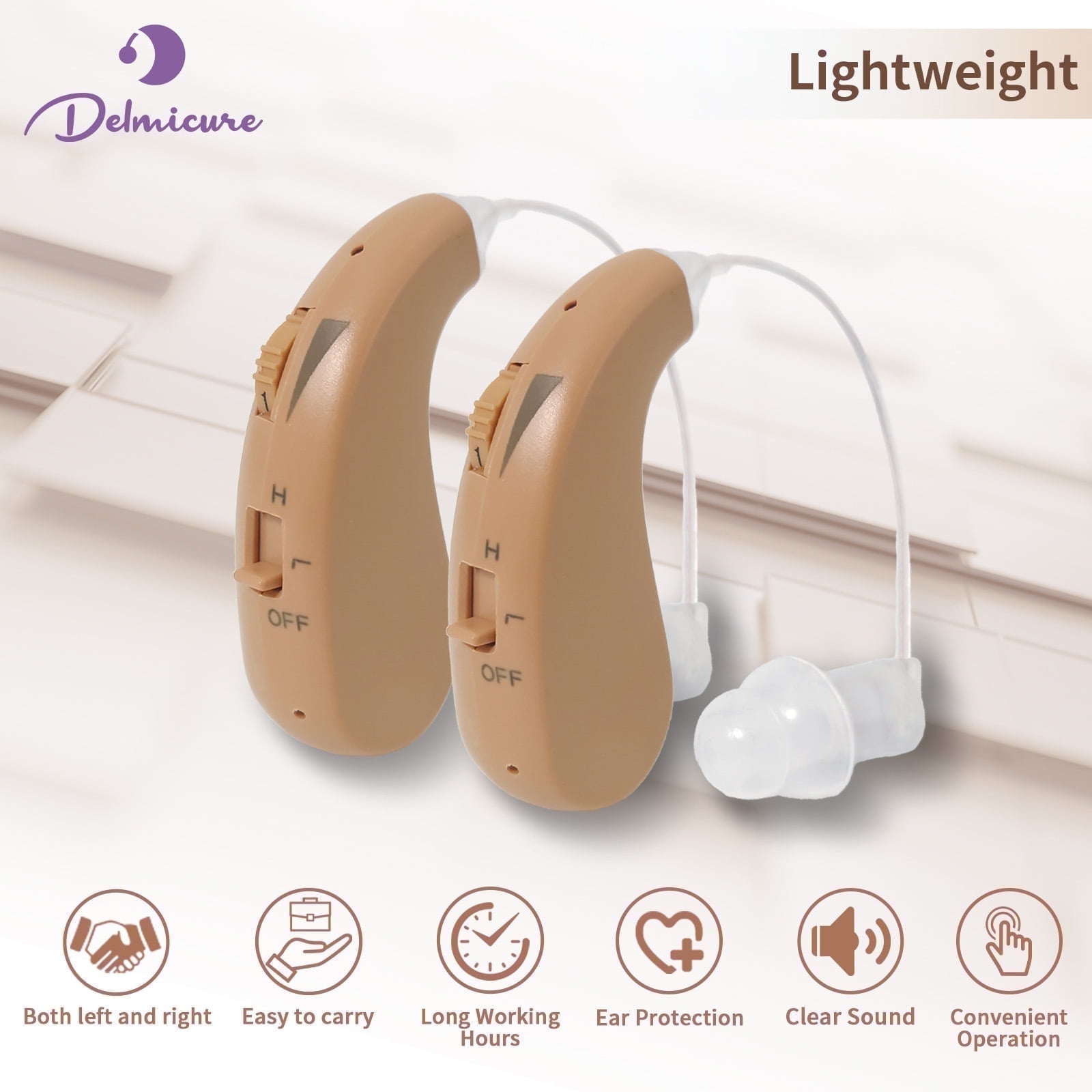 Delmicure Hearing Aids VHP-1206 for Senior - Binaural Receiver-in-Canal ...
