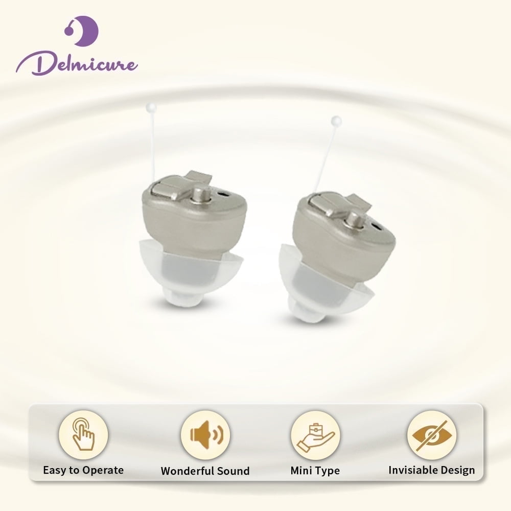 Delmicure Hearing Aids for Seniors, Clear Sound, Easy Button Control ...