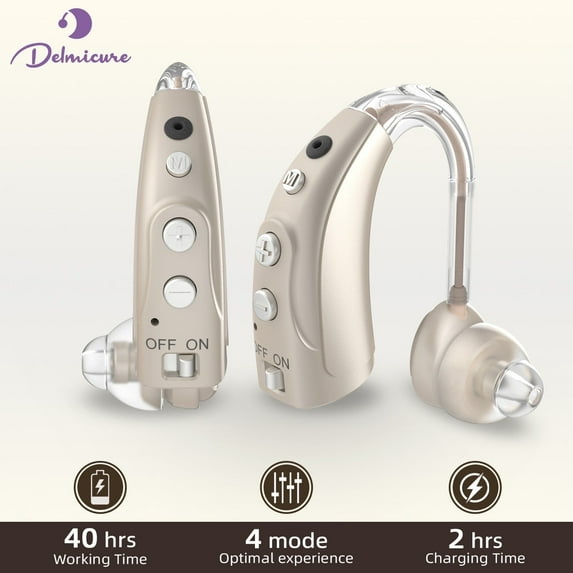 Delmicure Hearing Aids for Seniors with 4-Mode & 8-Level Volume Control ...